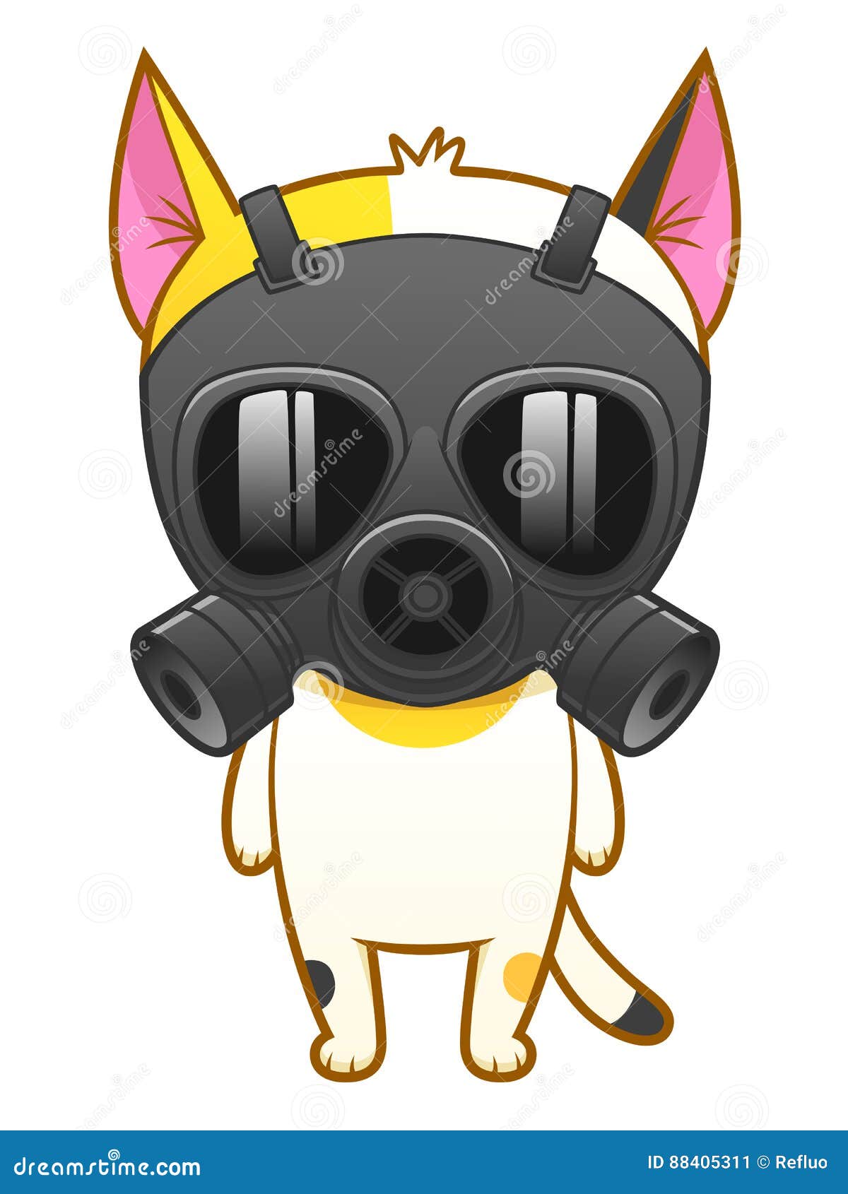 Weird kitten in gas mask stock vector. Illustration of crazy - 88405311