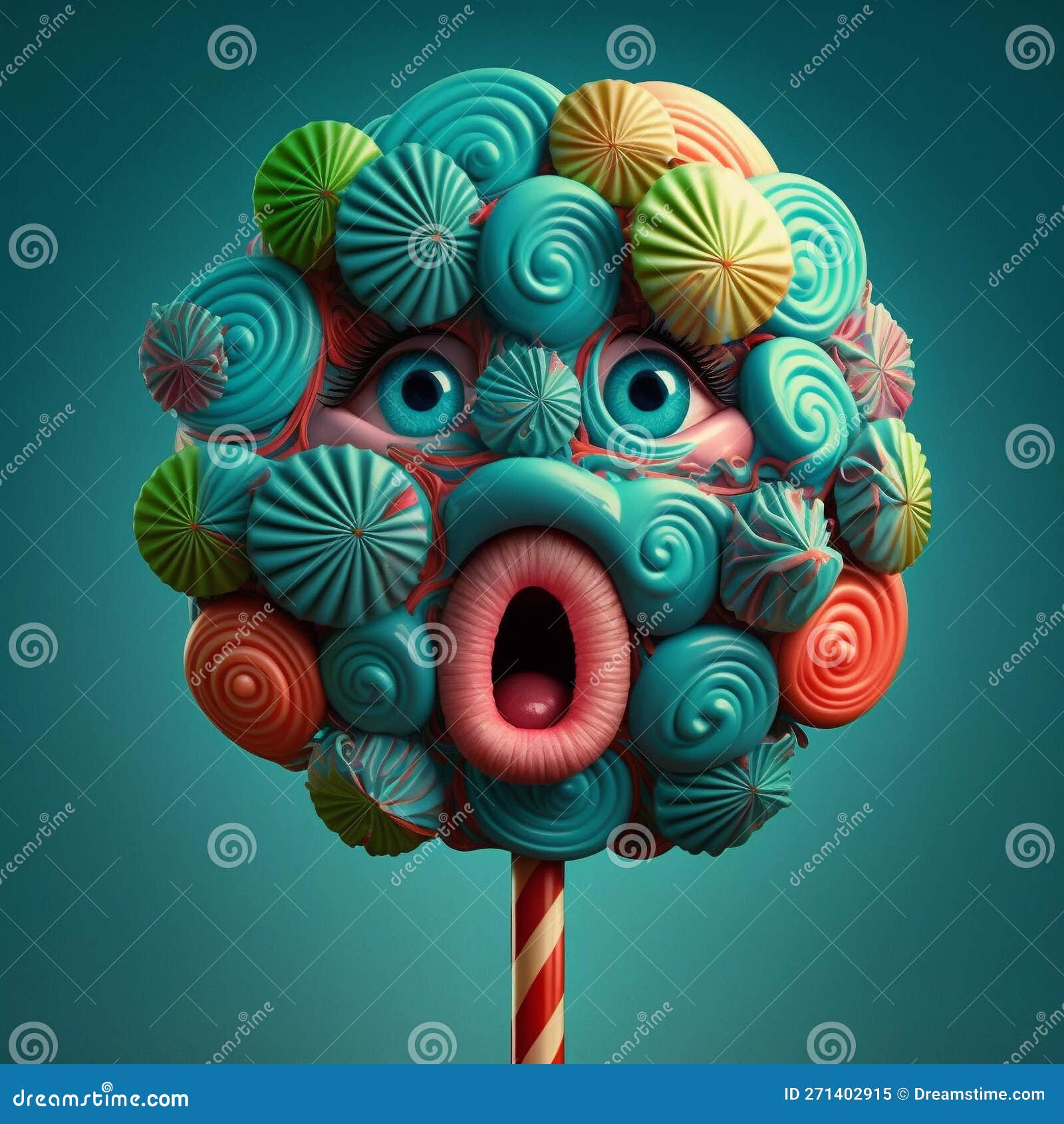 Weird lollipop candy face stock illustration. Illustration of emotion ...