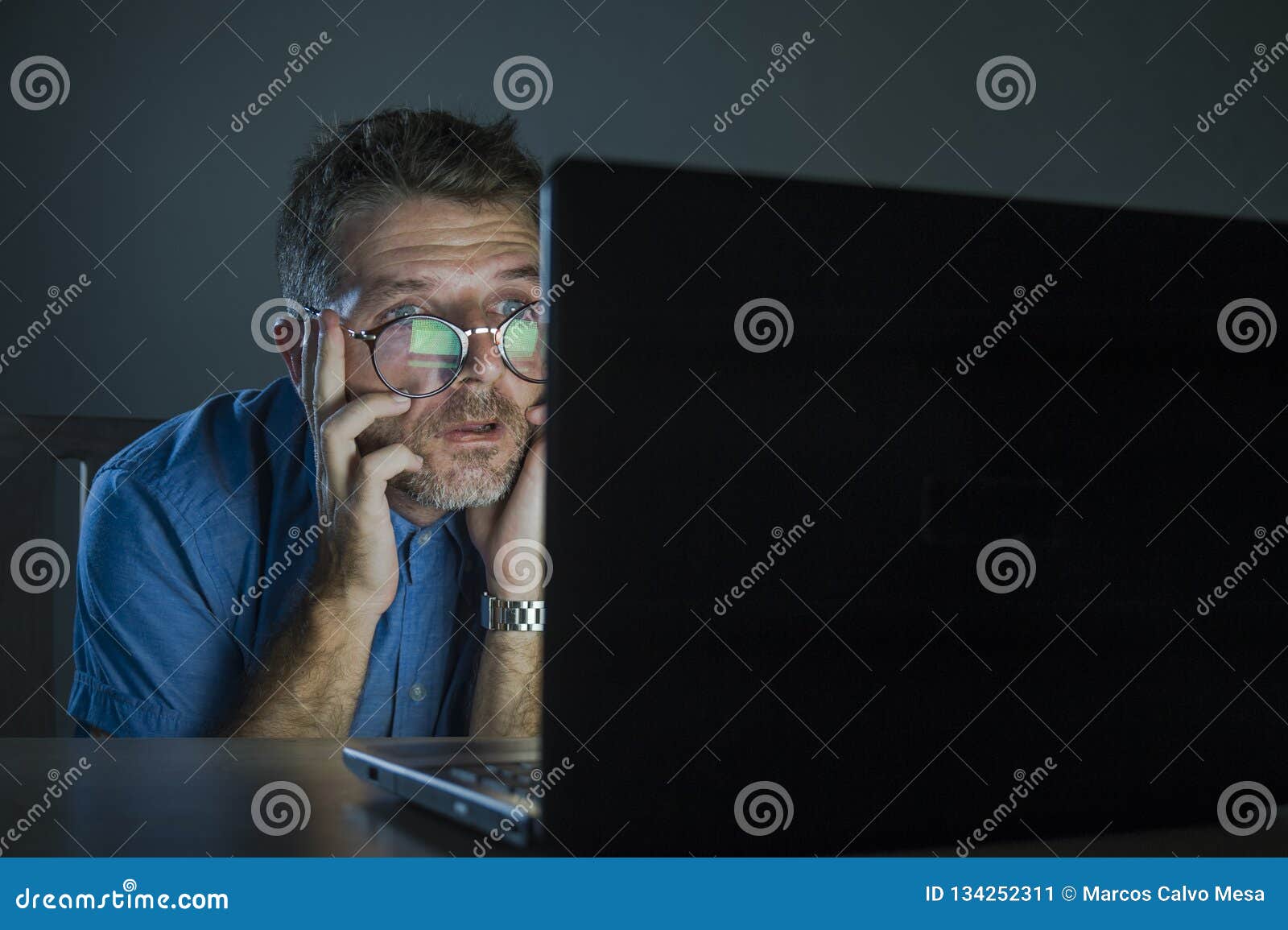 Weird Messy and Stressed Man in Nerd Glasses Working in Stress Using ...