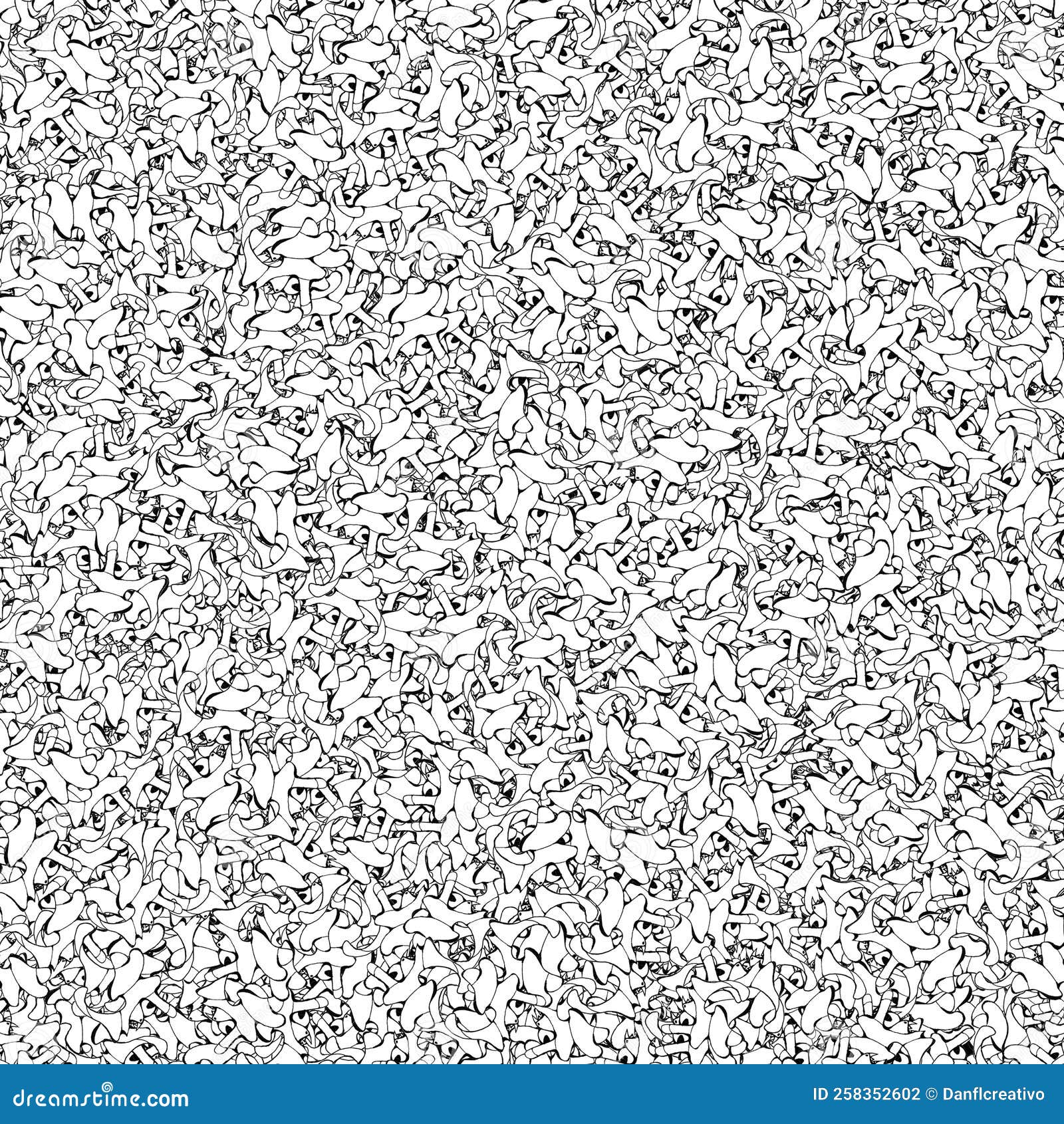 Weird Monster Drawing Motif Pattern Stock Illustration - Illustration ...