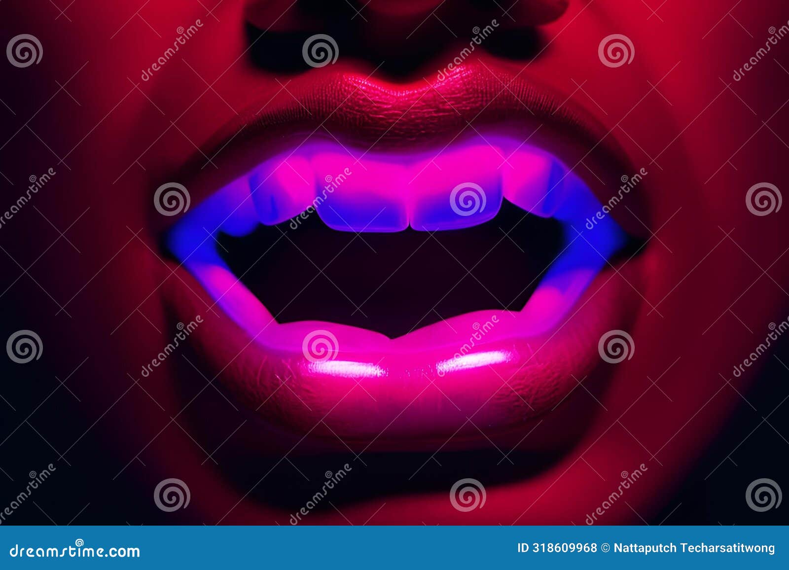 Weird neon glowing lips stock illustration. Illustration of night ...