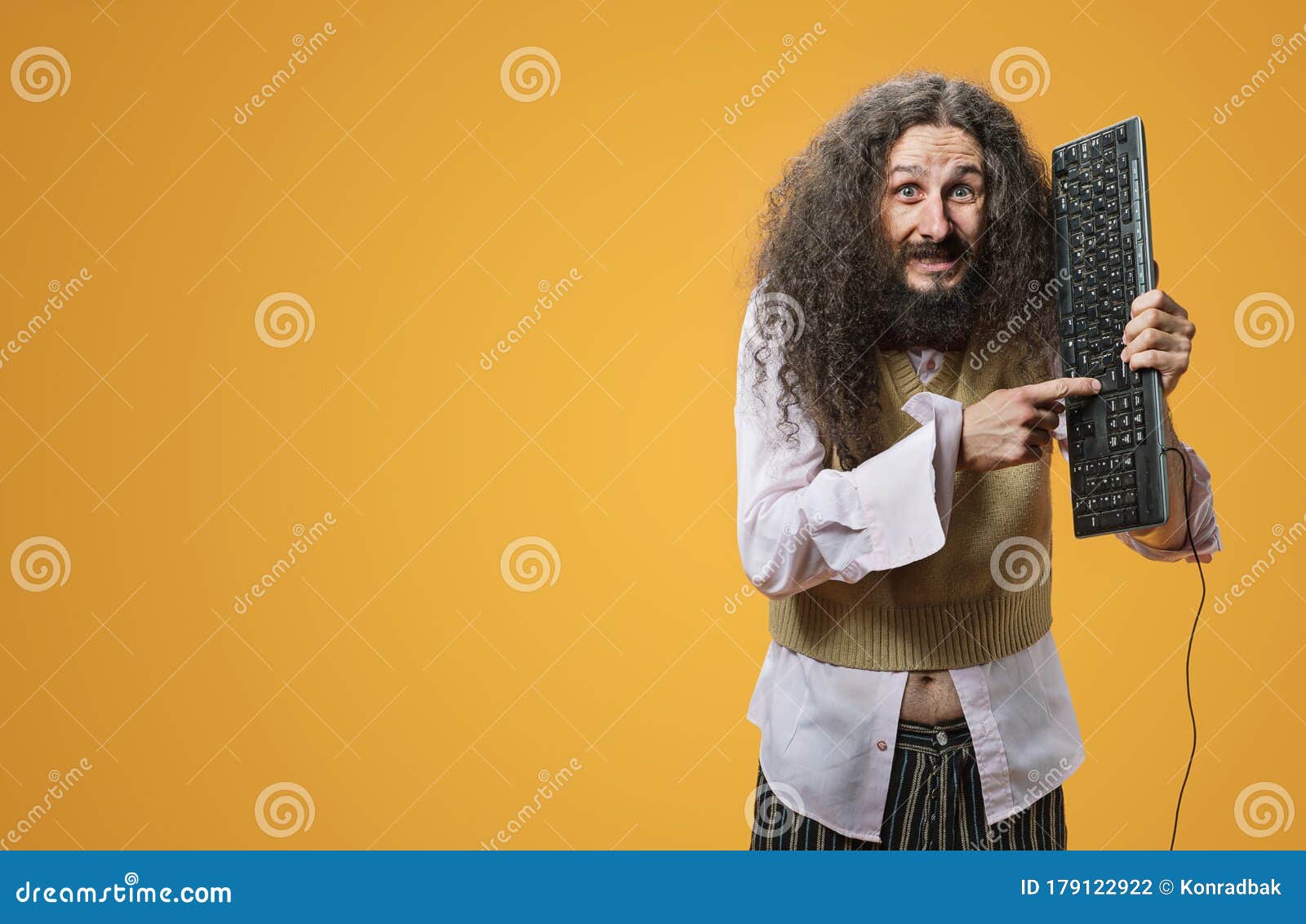 Weird Nerd Posing Wit a Black Pc Keyboard Stock Photo - Image of ...