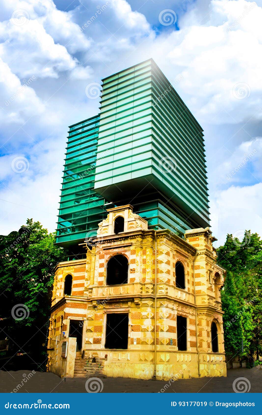 Weird old and new building stock image. Image of strange - 93177019