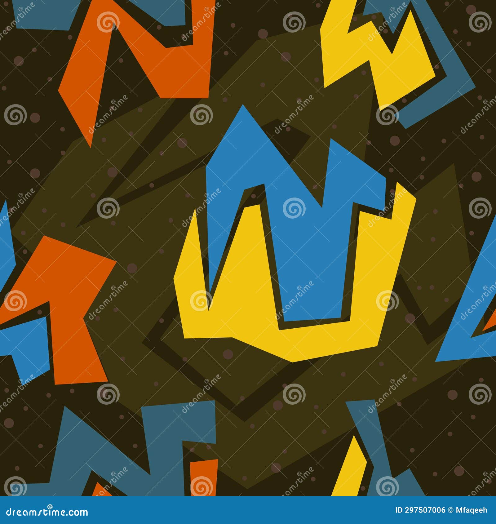 Weird Shapes with Dots Vector with Dark Background Seamless Pattern ...