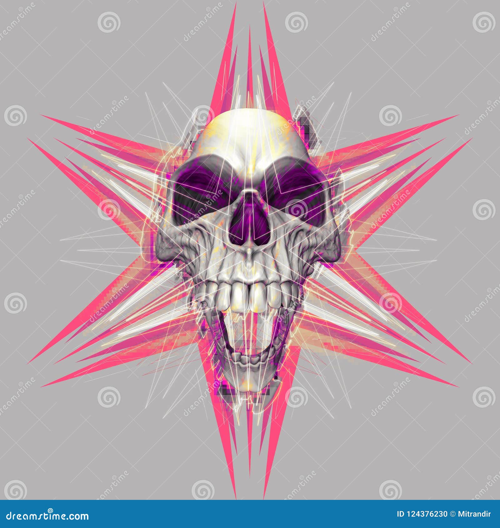 Weird Skull with Star Shape Stock Illustration - Illustration of ...