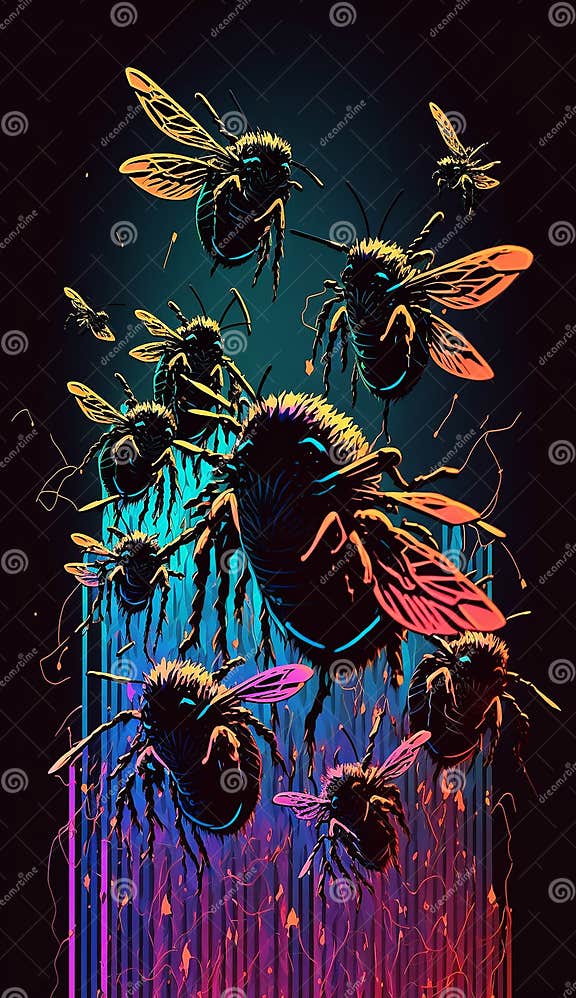 Weirdcore Bumble Bee Design. Created Using Ai Generative. Stock ...