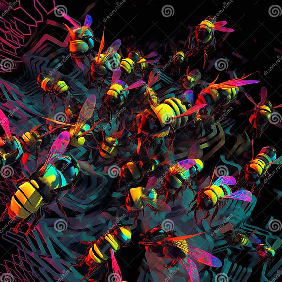 Weirdcore Bumble Bee Design. Created Using Ai Generative. Stock ...