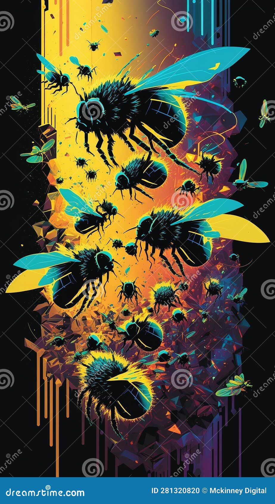 Weirdcore Bumble Bee Design. Created Using Ai Generative. Stock ...