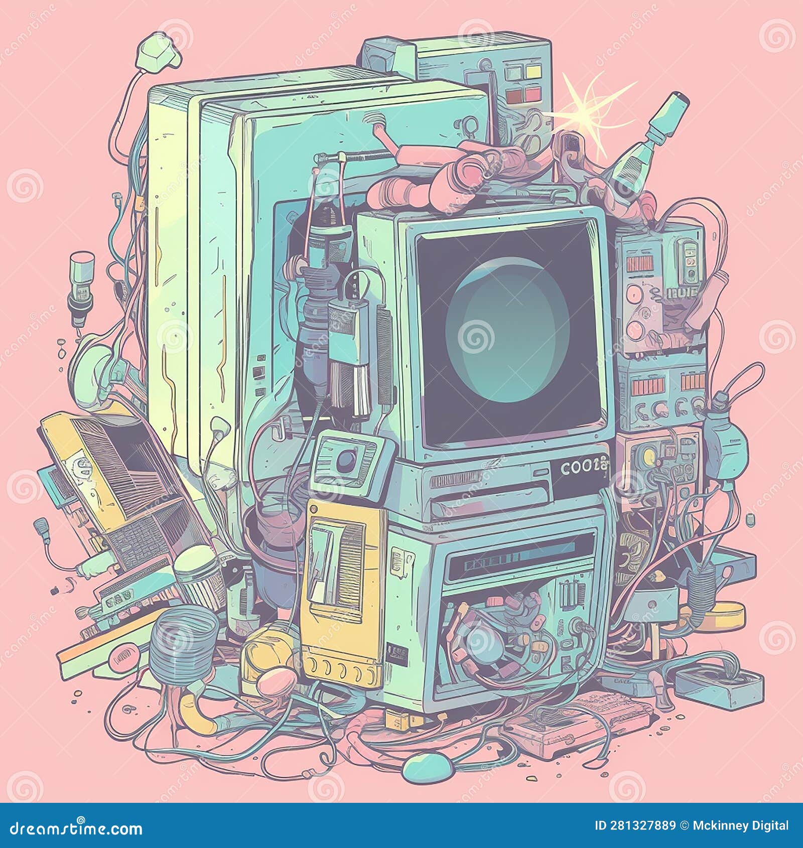 Weirdcore Computer Design in Pastel Colors. Created Using Ai Generative ...