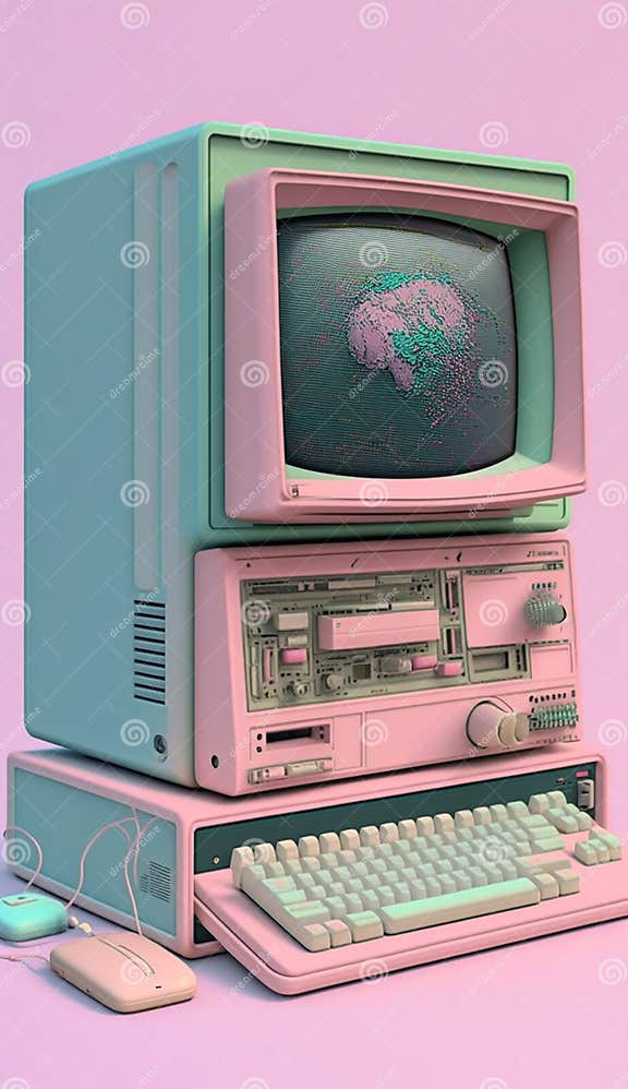 Weirdcore Computer Design in Pastel Colors. Created Using Ai Generative ...