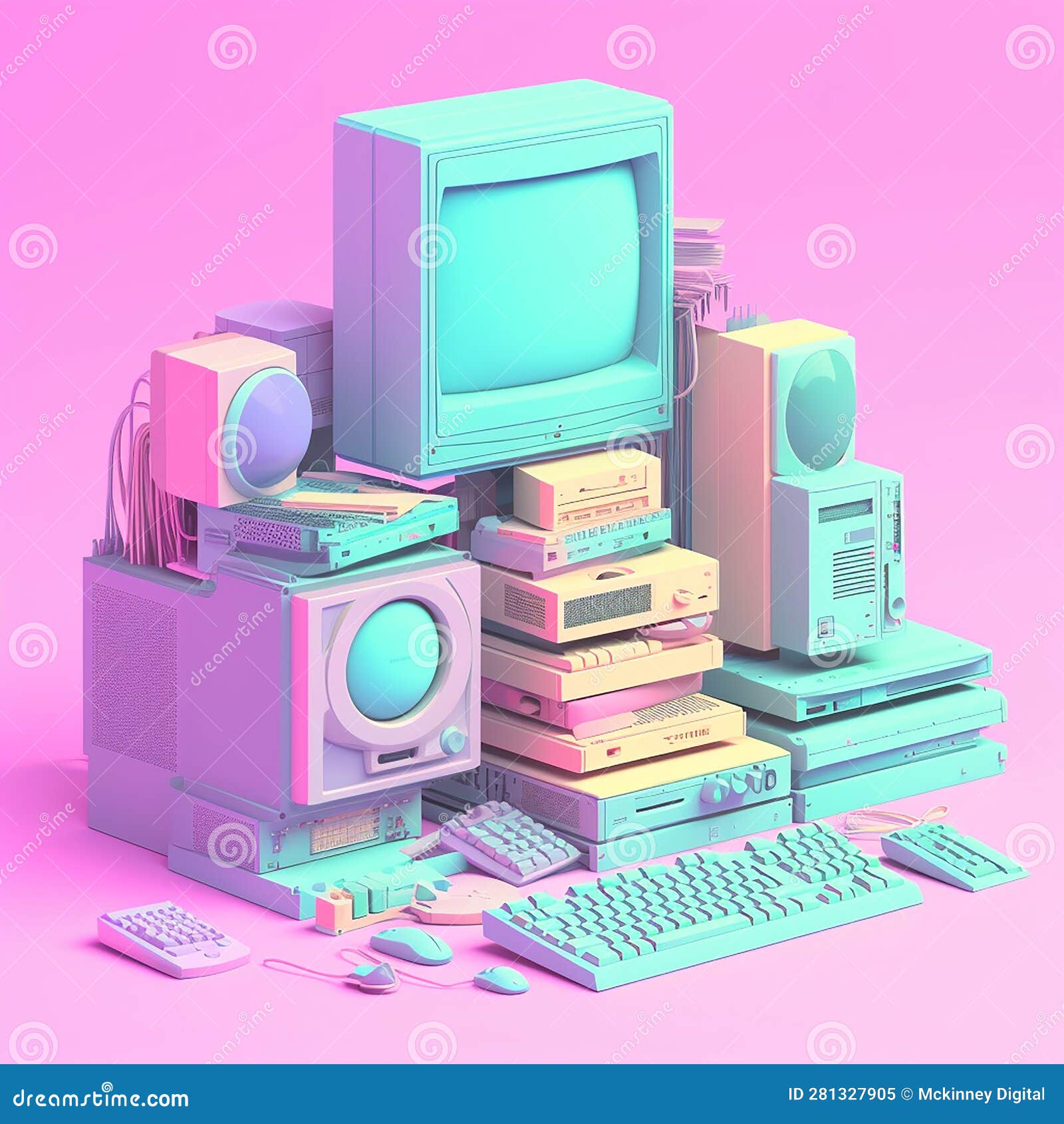 Weirdcore Computer Design in Pastel Colors. Created Using Ai Generative ...