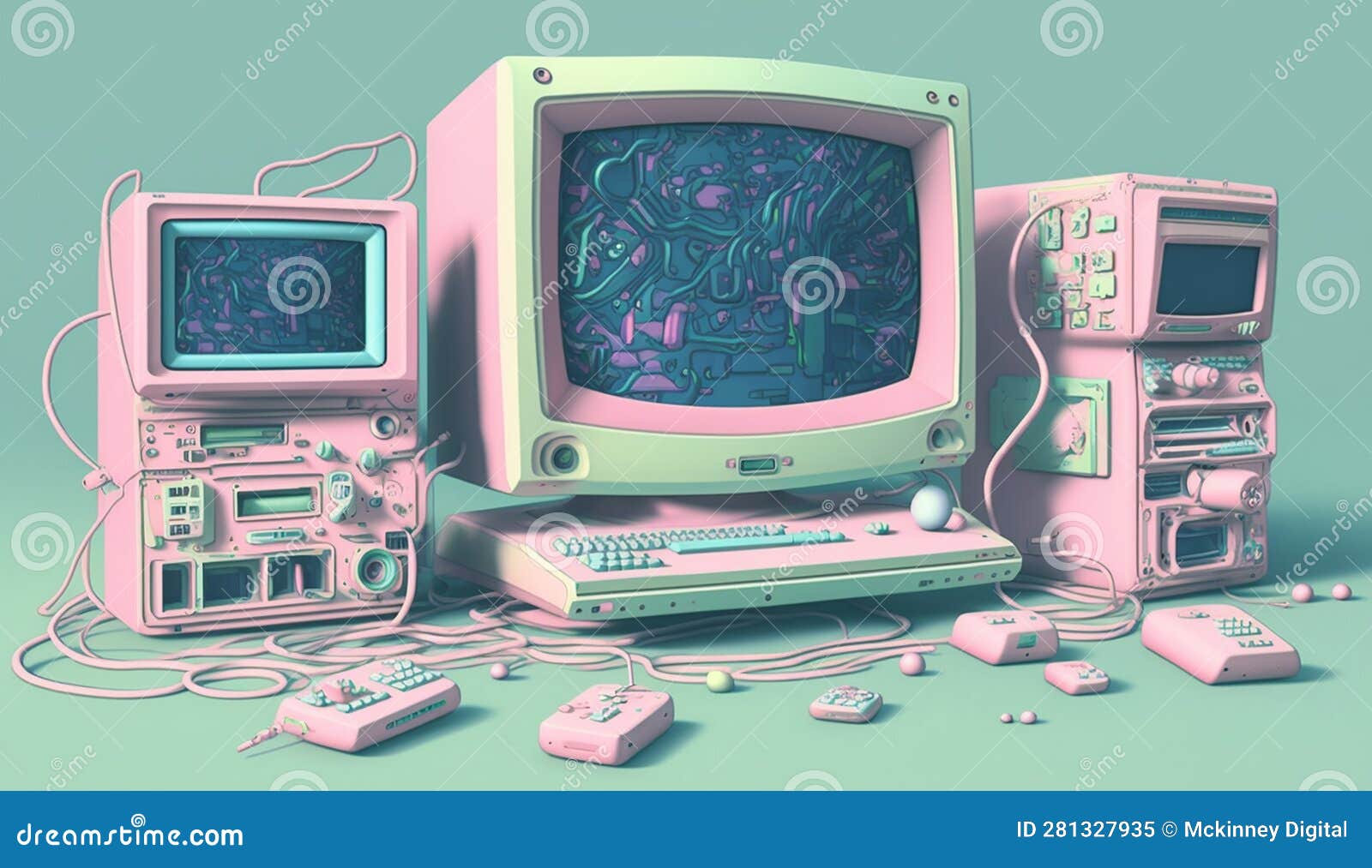 Weirdcore Computer Design in Pastel Colors. Created Using Ai Generative ...