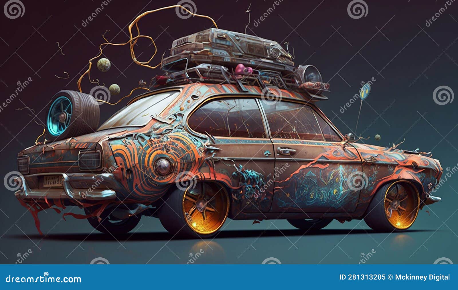Weirdcore, Grunge, Automobile Scene. Created Using Ai Generative. Stock ...