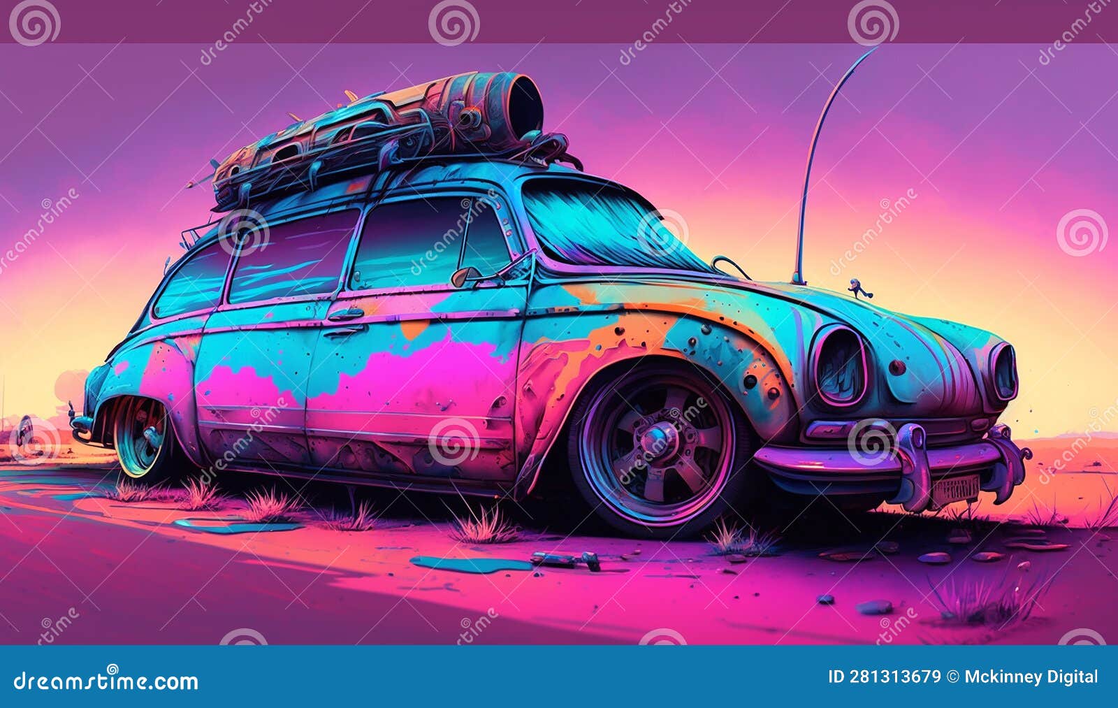 Weirdcore, Grunge, Automobile Scene. Created Using Ai Generative. Stock ...