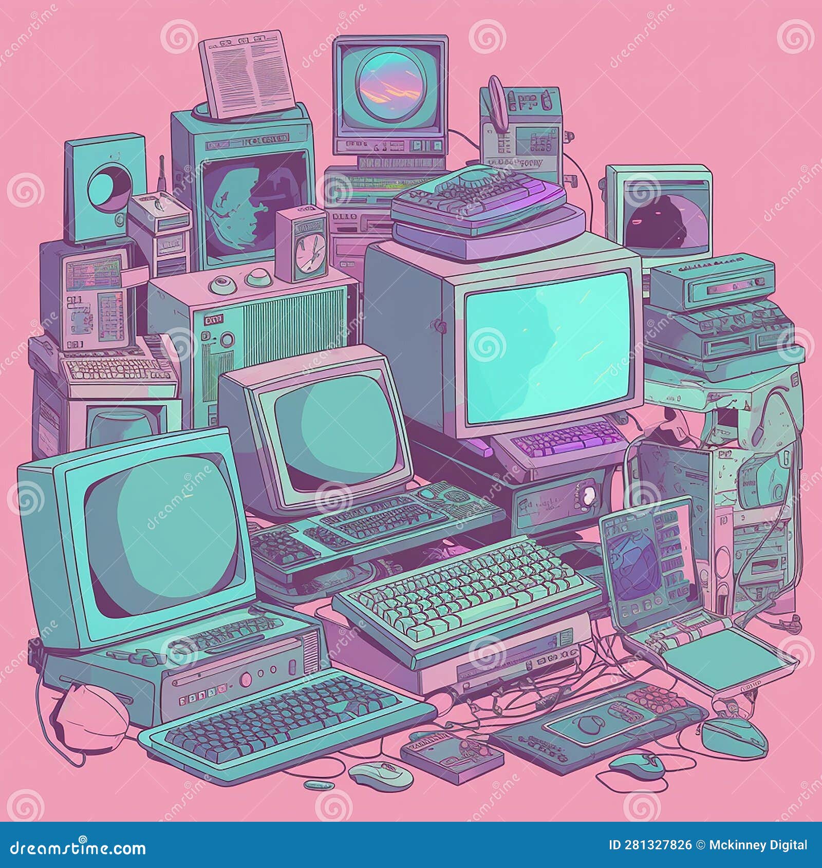 Weirdcore Computer Design in Pastel Colors. Created Using Ai Generative ...