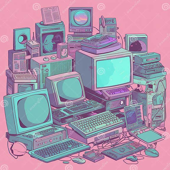 Weirdcore Computer Design in Pastel Colors. Created Using Ai Generative ...