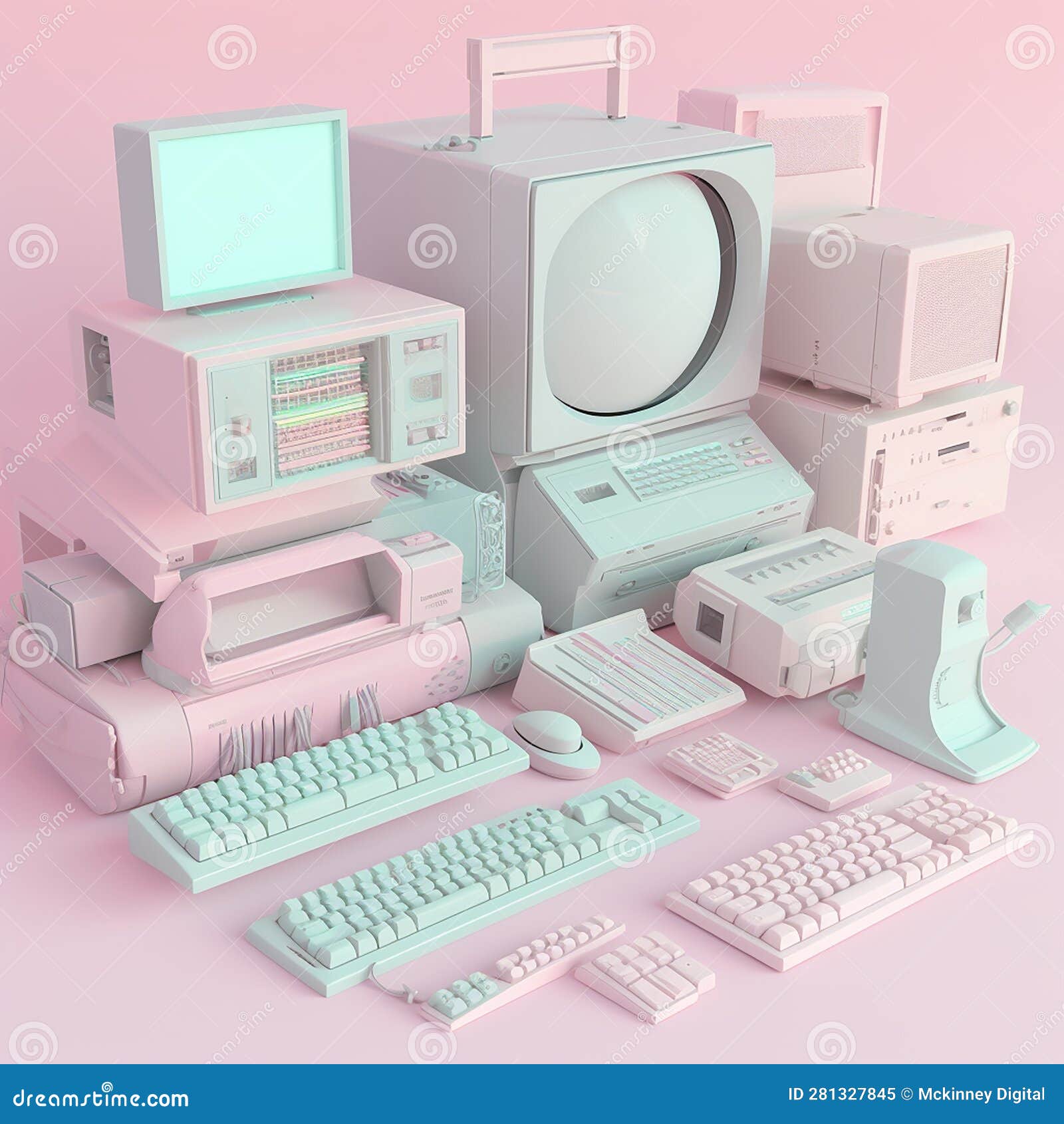 Weirdcore Computer Design in Pastel Colors. Created Using Ai Generative ...
