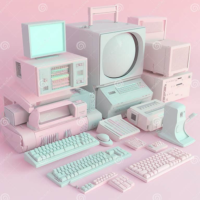 Weirdcore Computer Design in Pastel Colors. Created Using Ai Generative ...