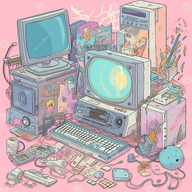 Weirdcore Computer Design in Pastel Colors. Created Using Ai Generative ...