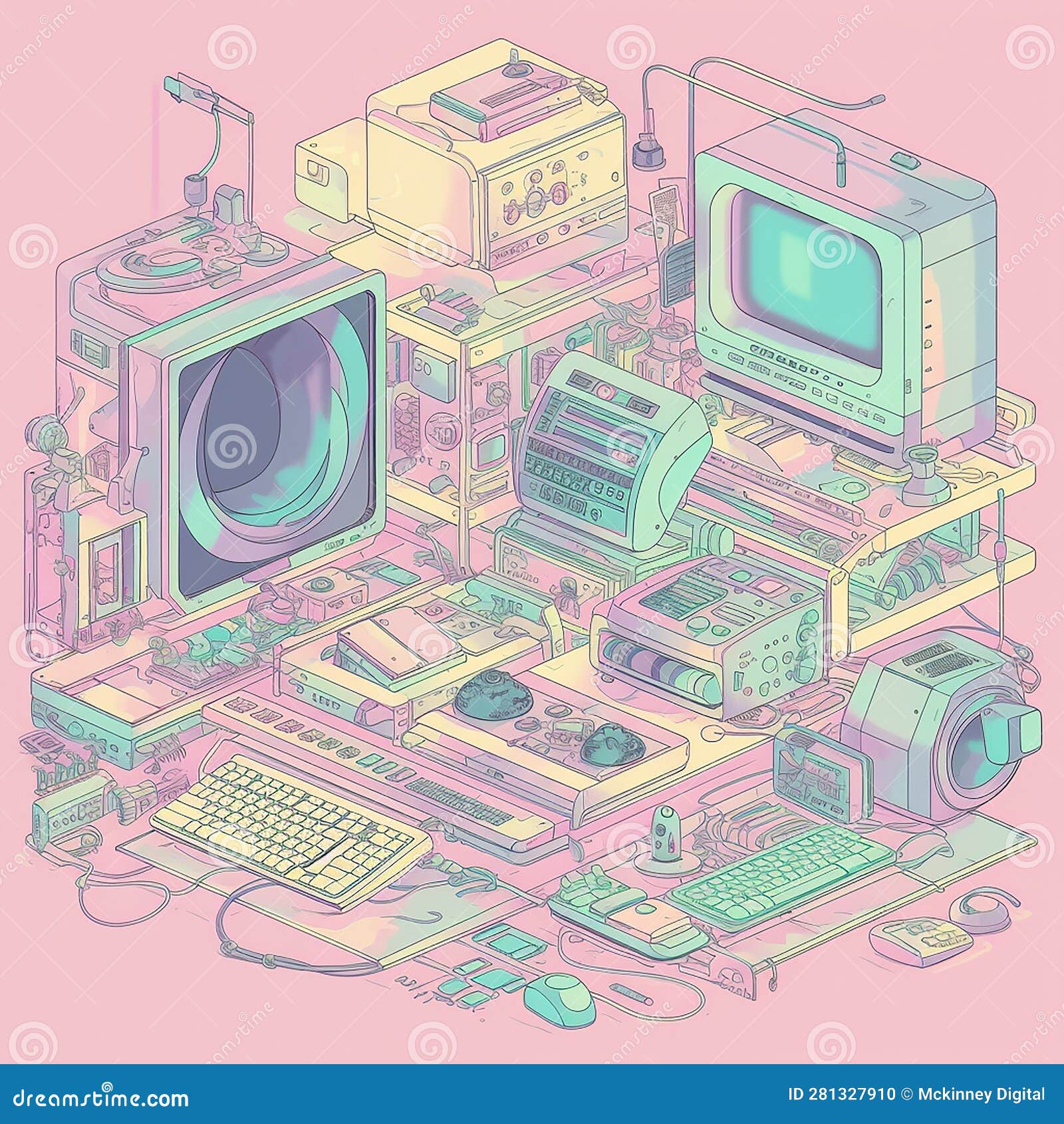 Weirdcore Computer Design in Pastel Colors. Created Using Ai Generative ...