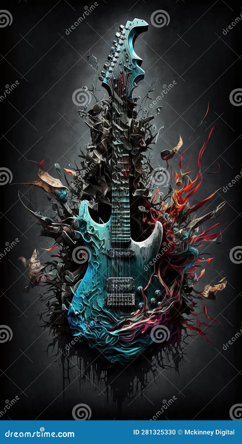 Abstract Weirdcore Guitar. Created Using Ai Generative. Stock ...
