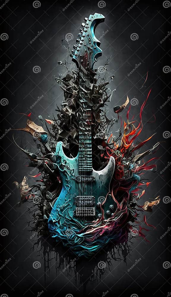 Abstract Weirdcore Guitar. Created Using Ai Generative. Stock ...