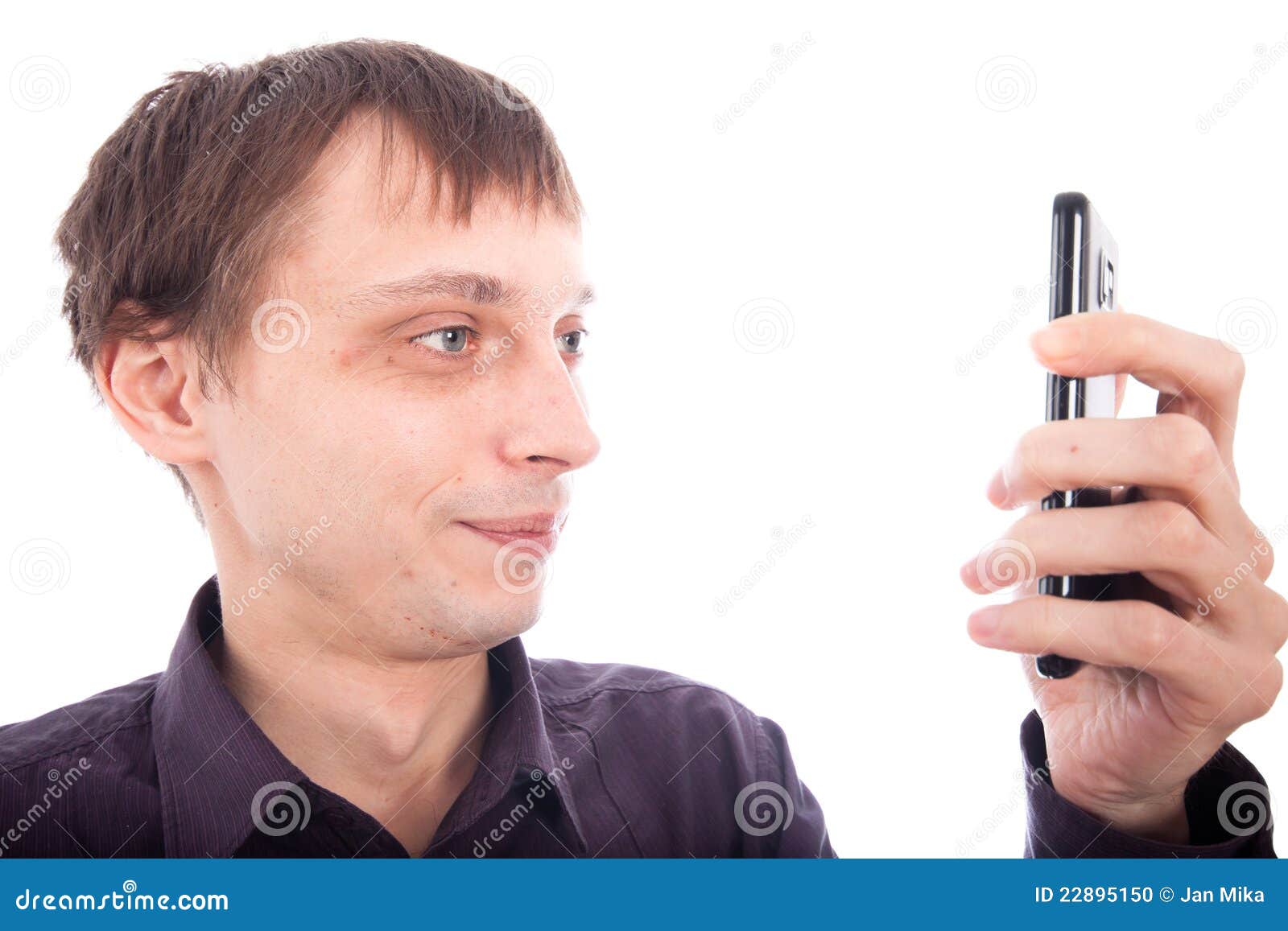 Weirdo Man Looking at Cellphone Stock Photo - Image of funny, male ...