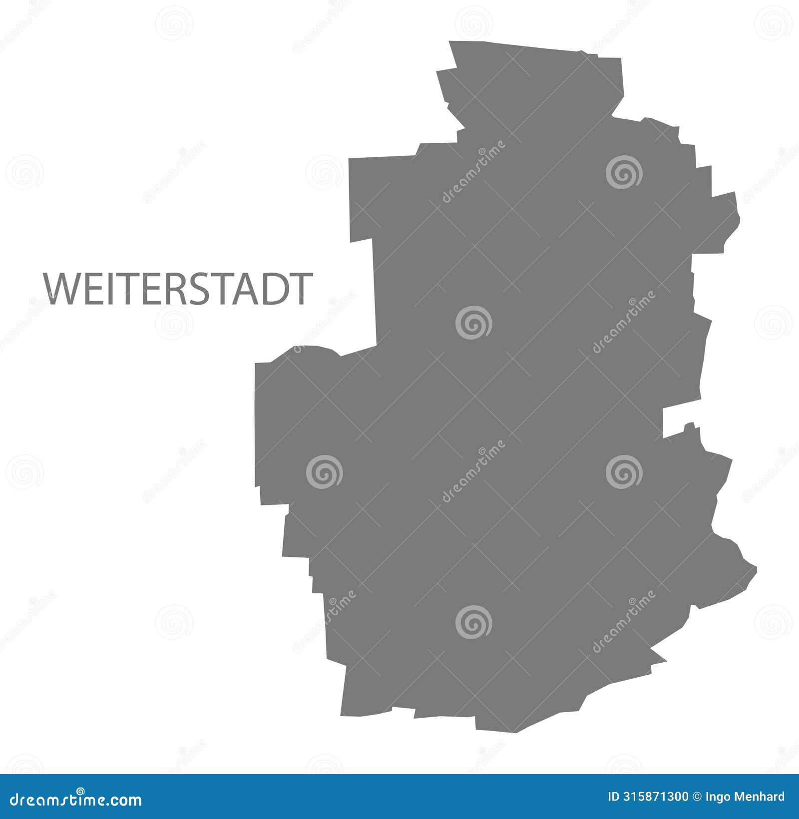Weiterstadt German City Map Grey Illustration Silhouette Shape Stock ...