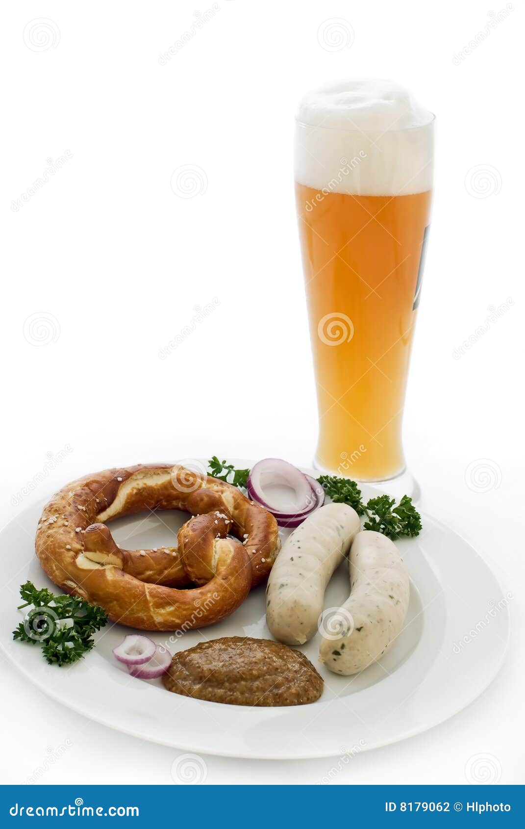 Weizen-Bier mit Weisswurst stockfoto. Bild von traditionell - 8179062