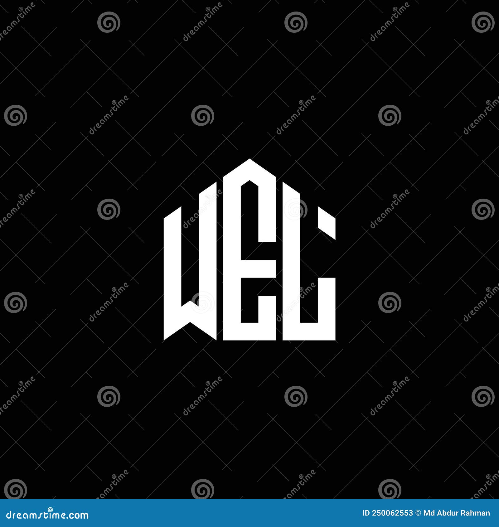 WEL Letter Logo Design on BLACK Background. WEL Creative Initials ...