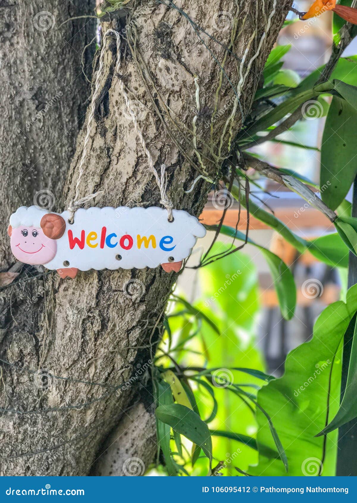 Welcom Sign Hang On Tree Royalty-Free Stock Image | CartoonDealer.com ...