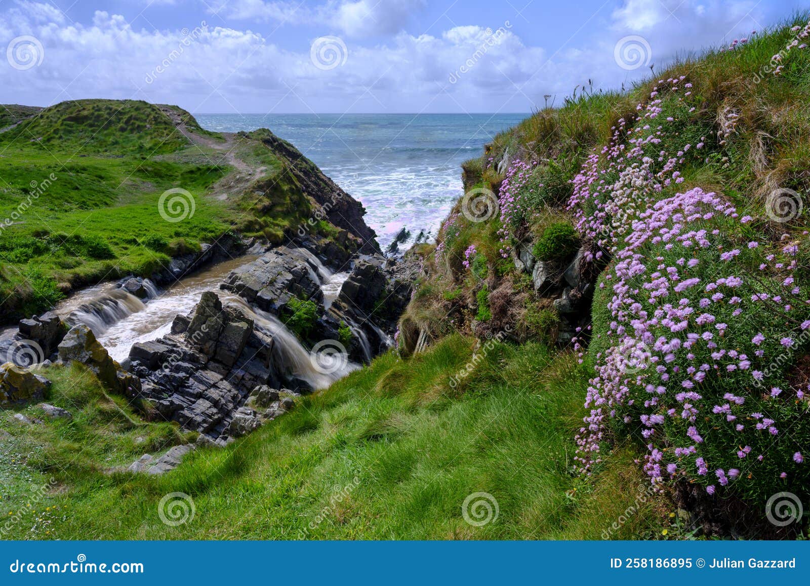 Welcombe Mouth Waterfall In The Hartland Peninsula North Devon Stock