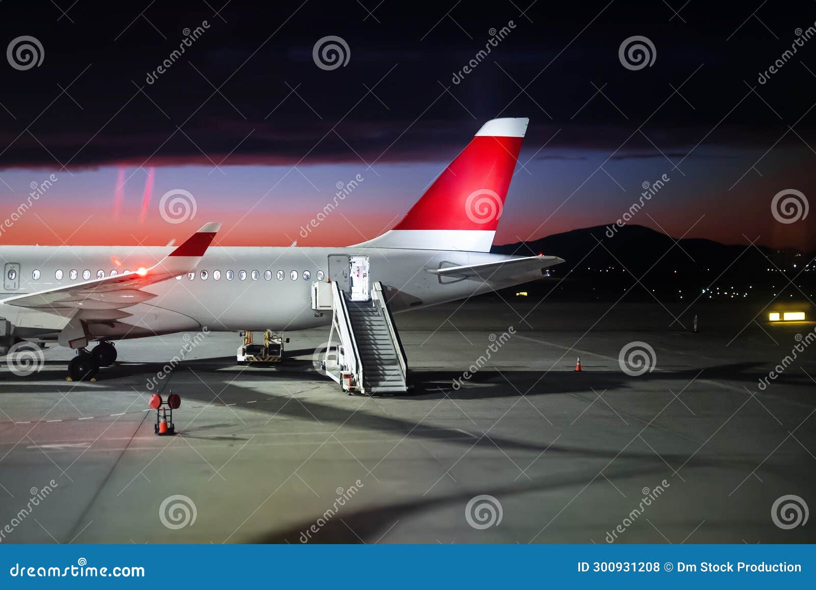 Airplane with a Ramp at the Airport Stock Photo - Image of plane ...