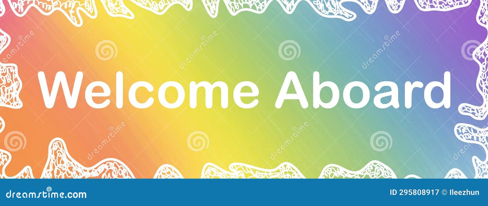 Welcome Aboard Colorful Muted Gradient Scribble Border Text Banner ...