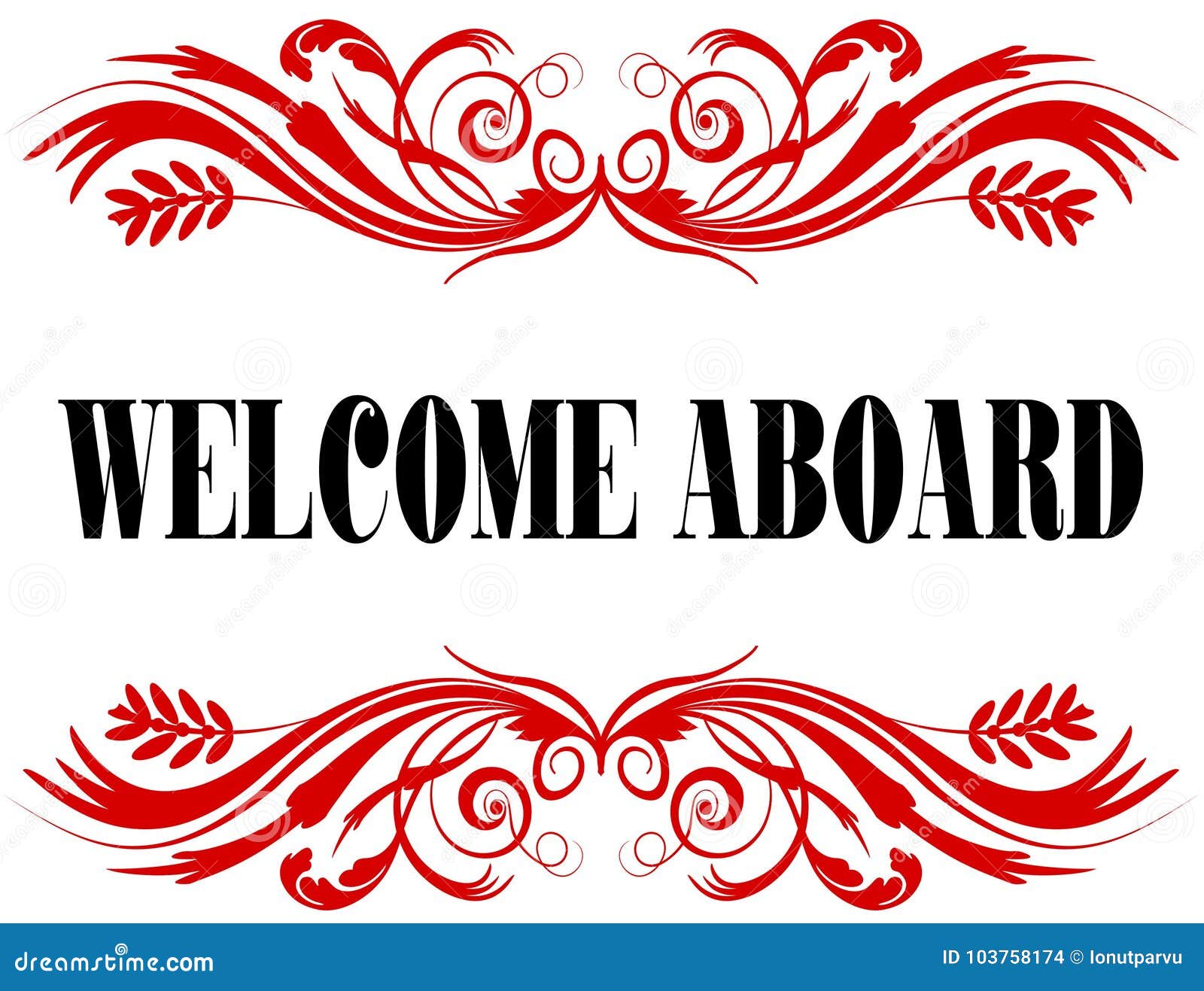 WELCOME ABOARD Red Floral Text Frame. Stock Illustration - Illustration ...