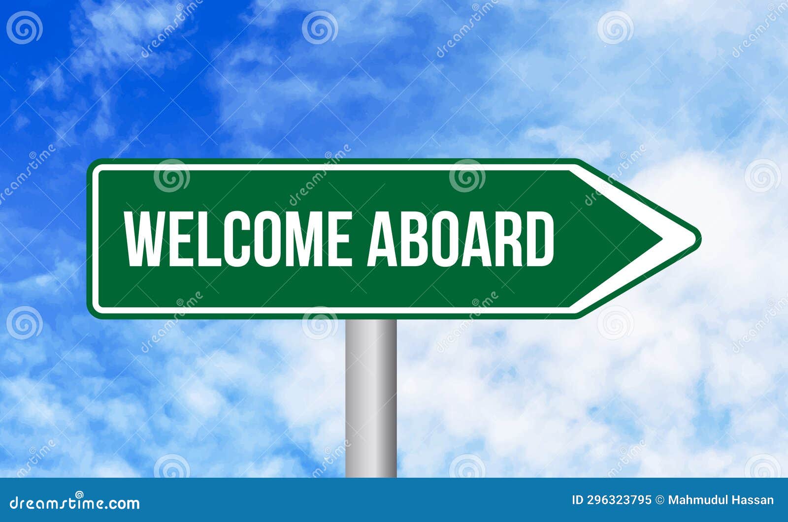 Welcome Aboard Road Sign on Blue Sky Background Stock Image - Image of ...