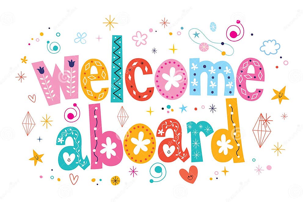 Welcome Aboard Typography Lettering Decorative Text Stock Vector ...