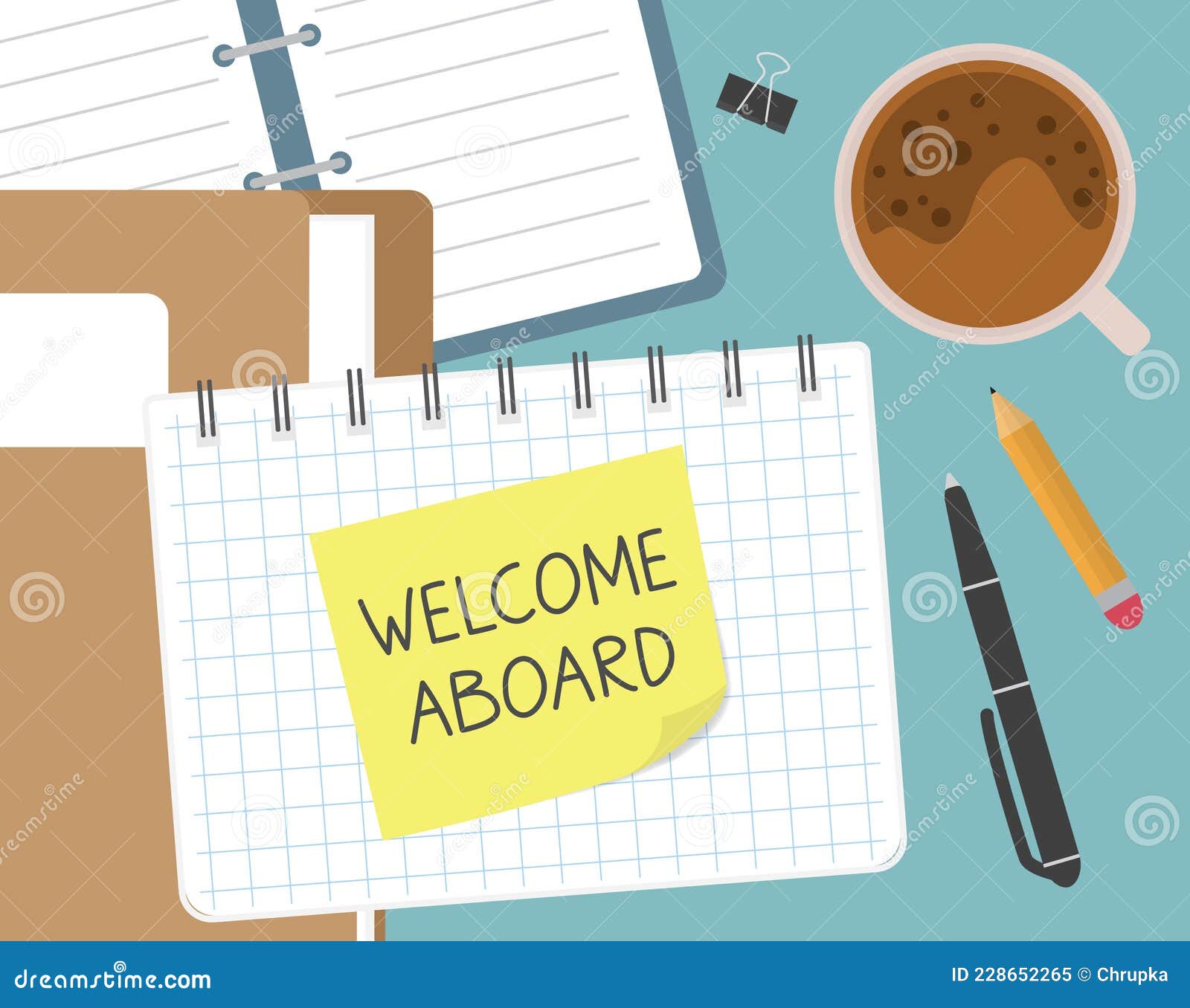 Welcome Aboard Written on Yellow Sticky Note Stock Vector ...