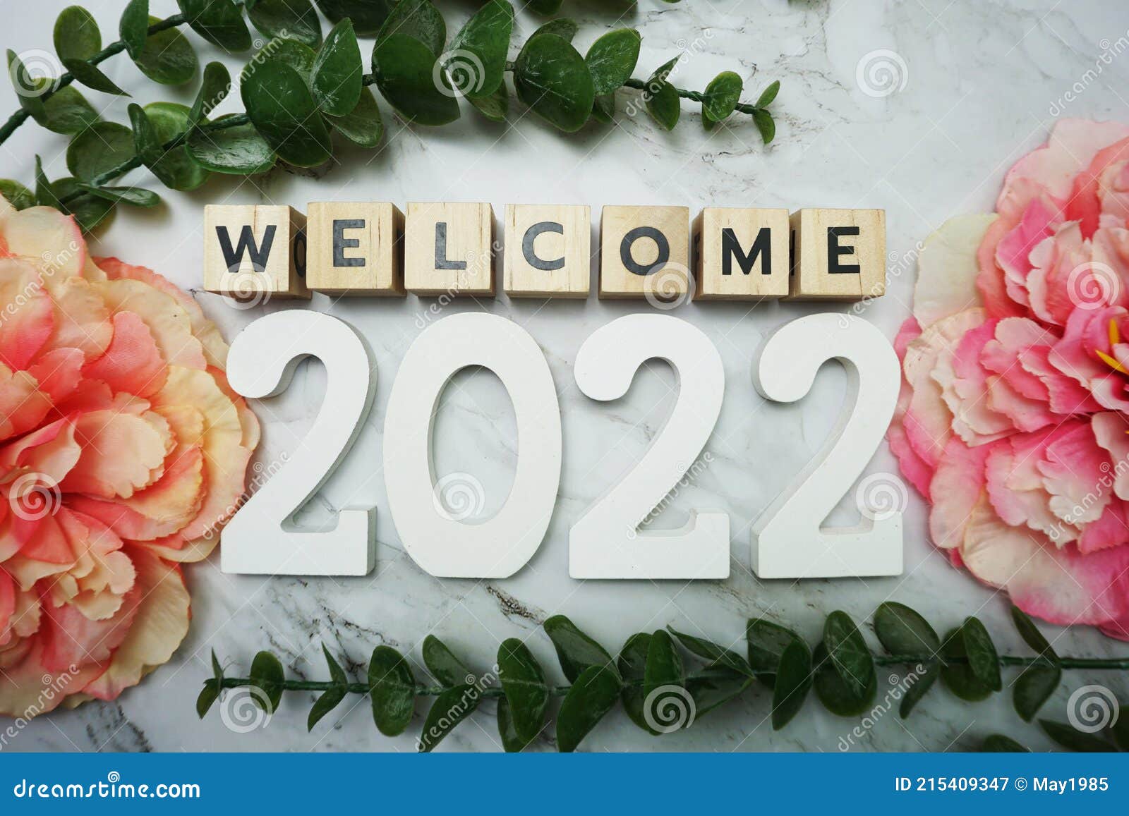 Welcome 2022 Alphabet Letters on Marble Background Stock Image - Image ...