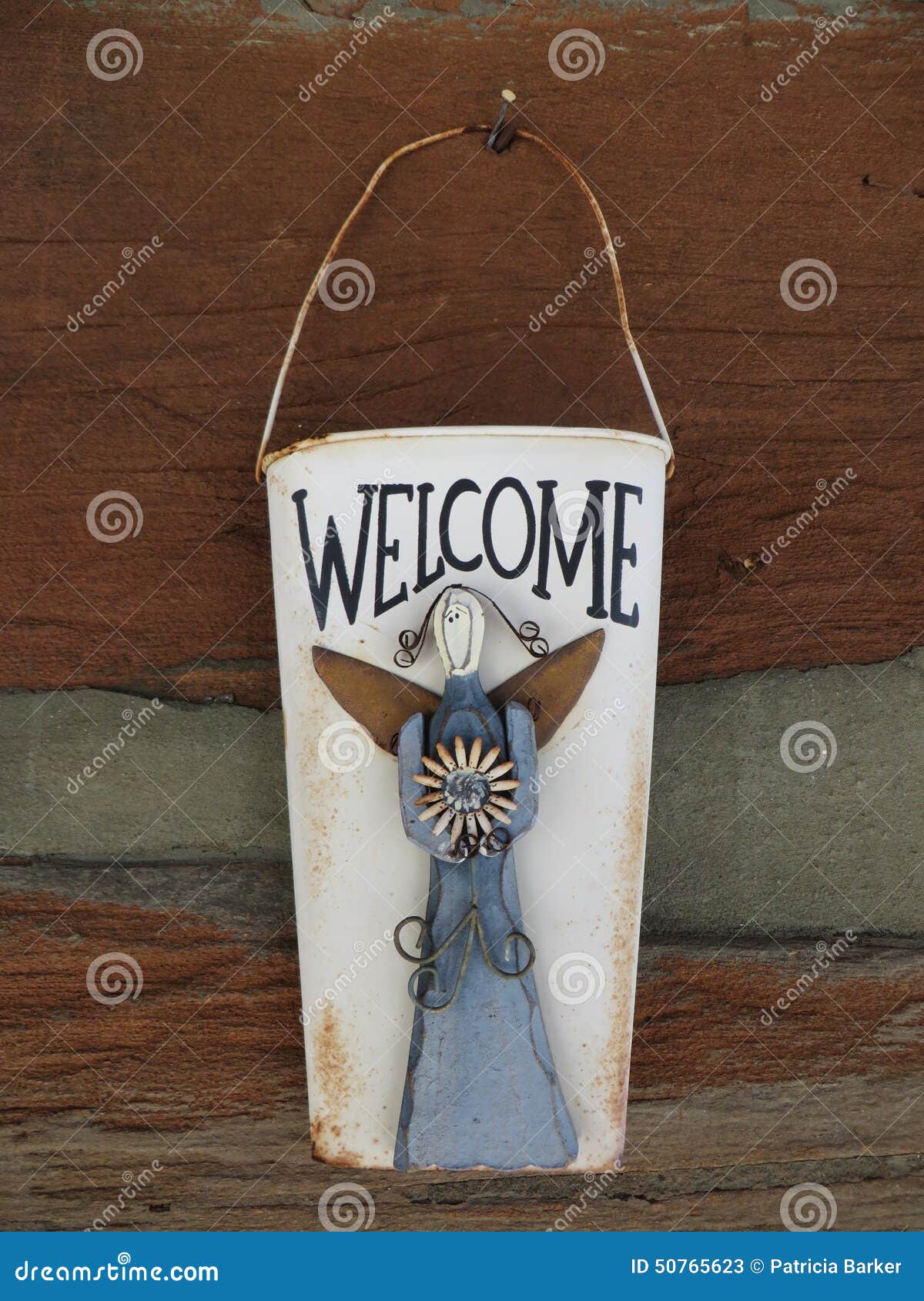 Welcome Angel sign stock image. Image of wall, hanging - 50765623