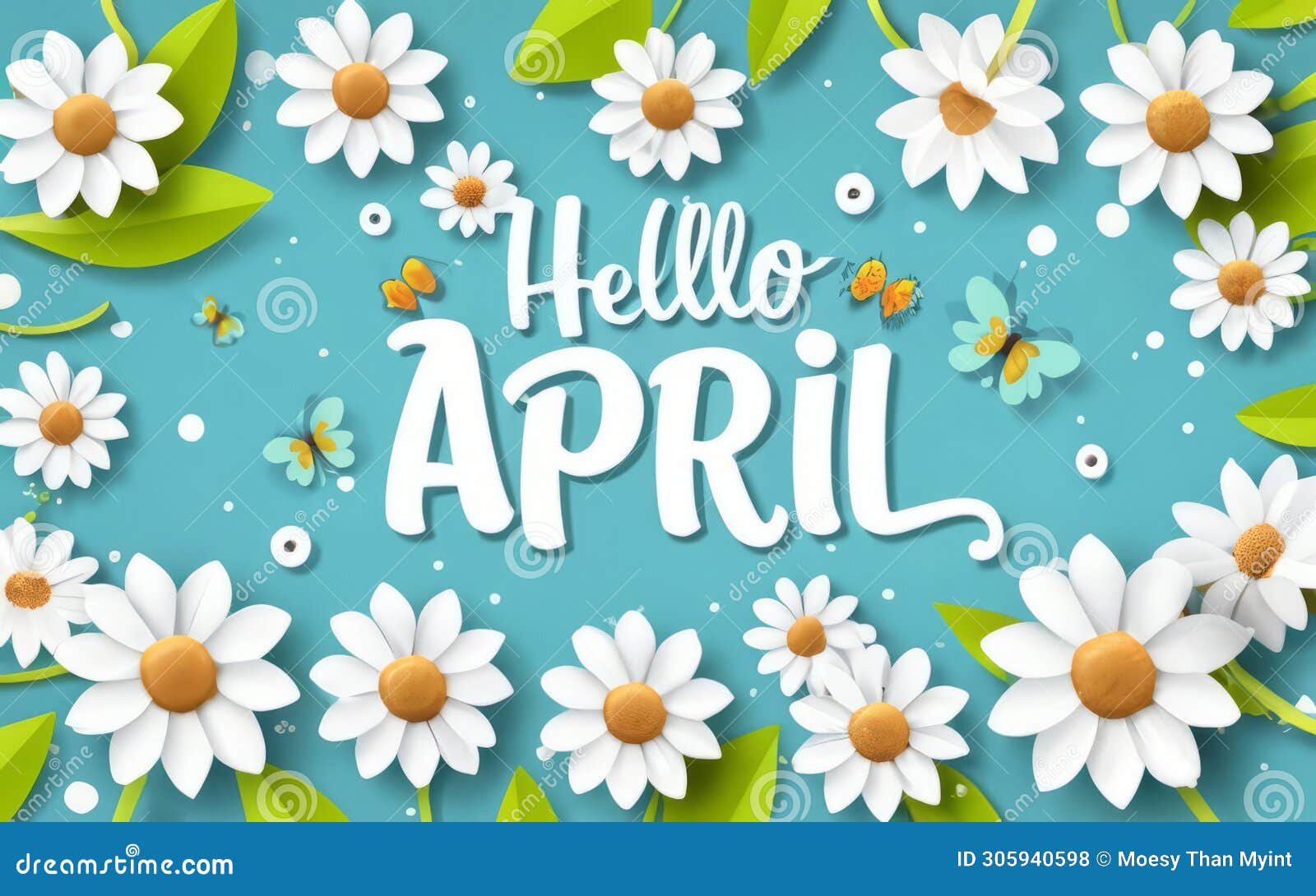 Hello April Greeting Card stock illustration. Illustration of color ...