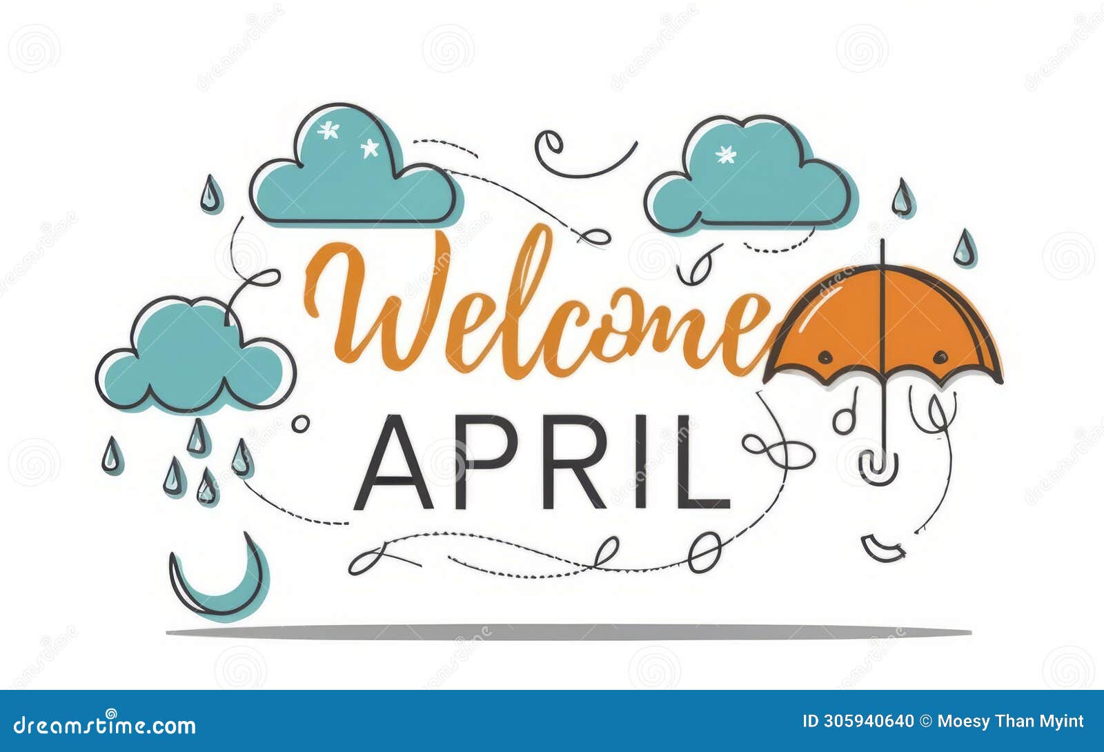 Hello April Greeting Card stock illustration. Illustration of beautiful ...