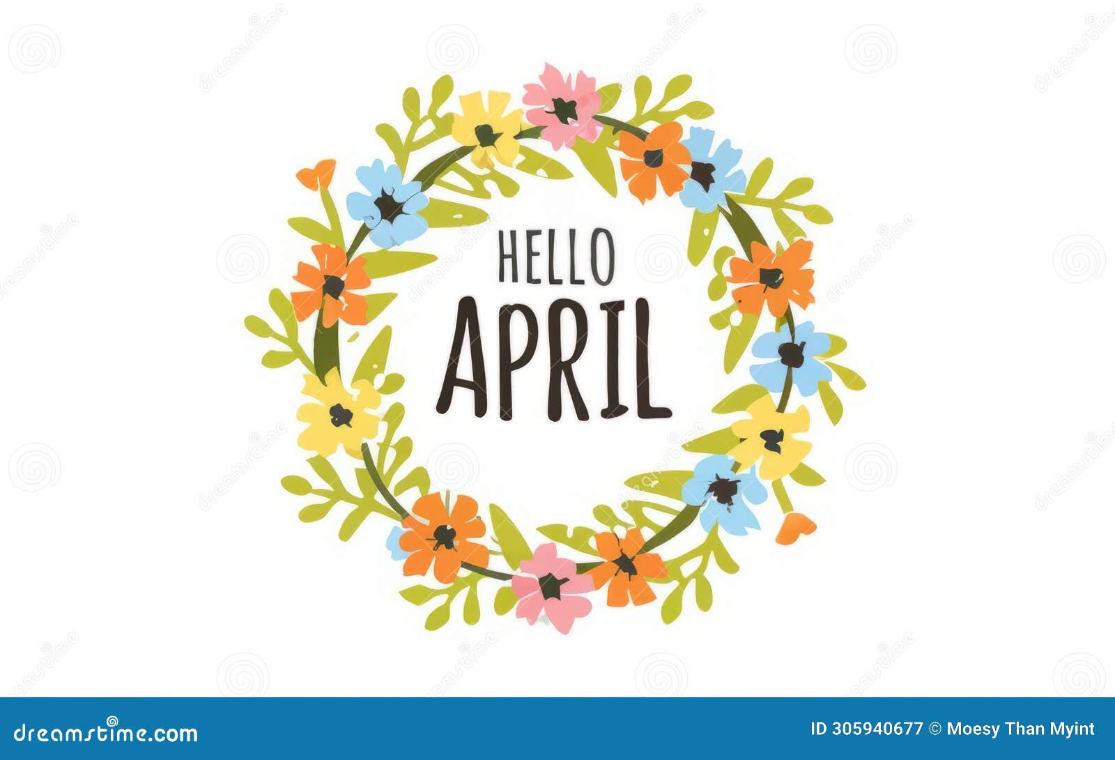 Hello April Greeting Card stock illustration. Illustration of vector ...