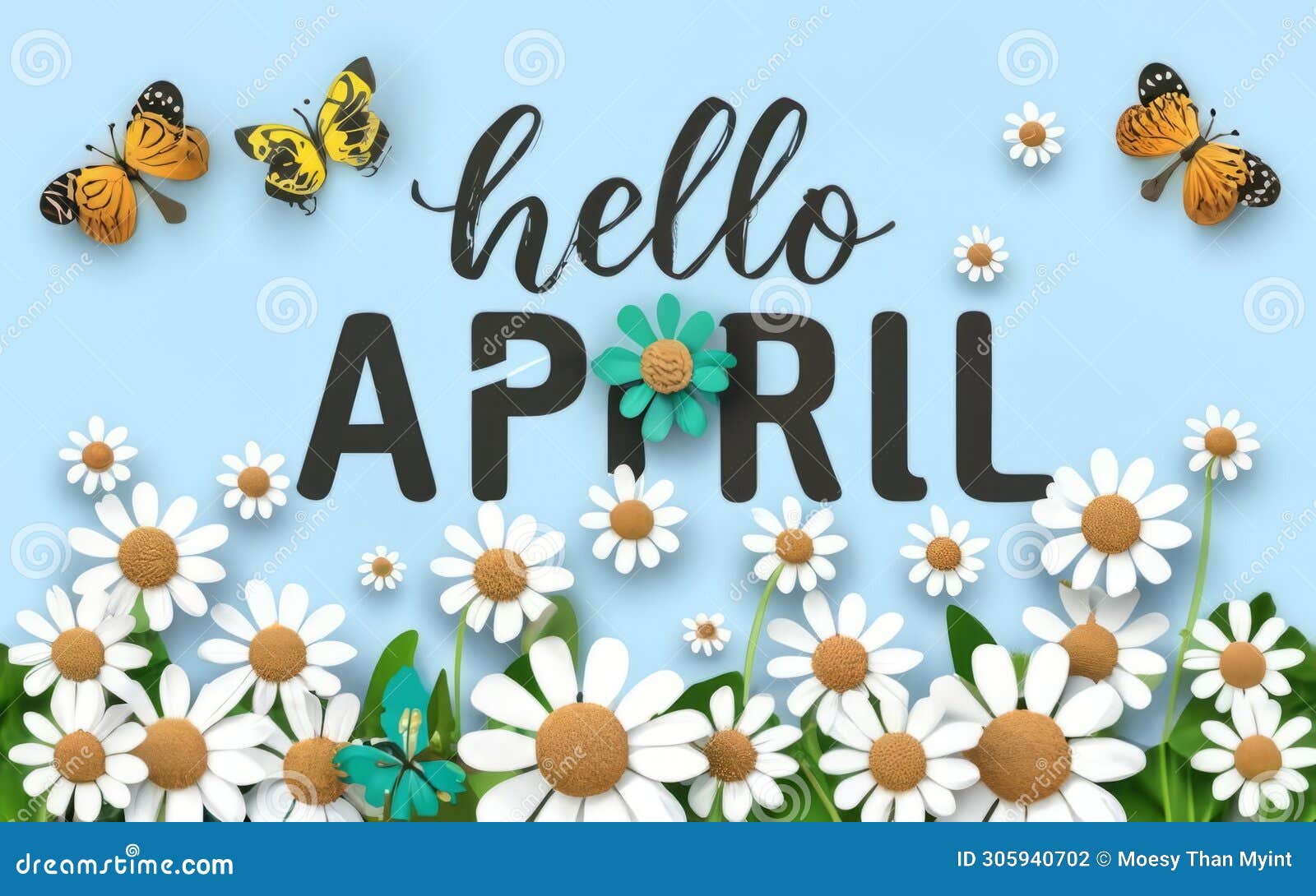 Hello April Greeting Card stock illustration. Illustration of birthday ...