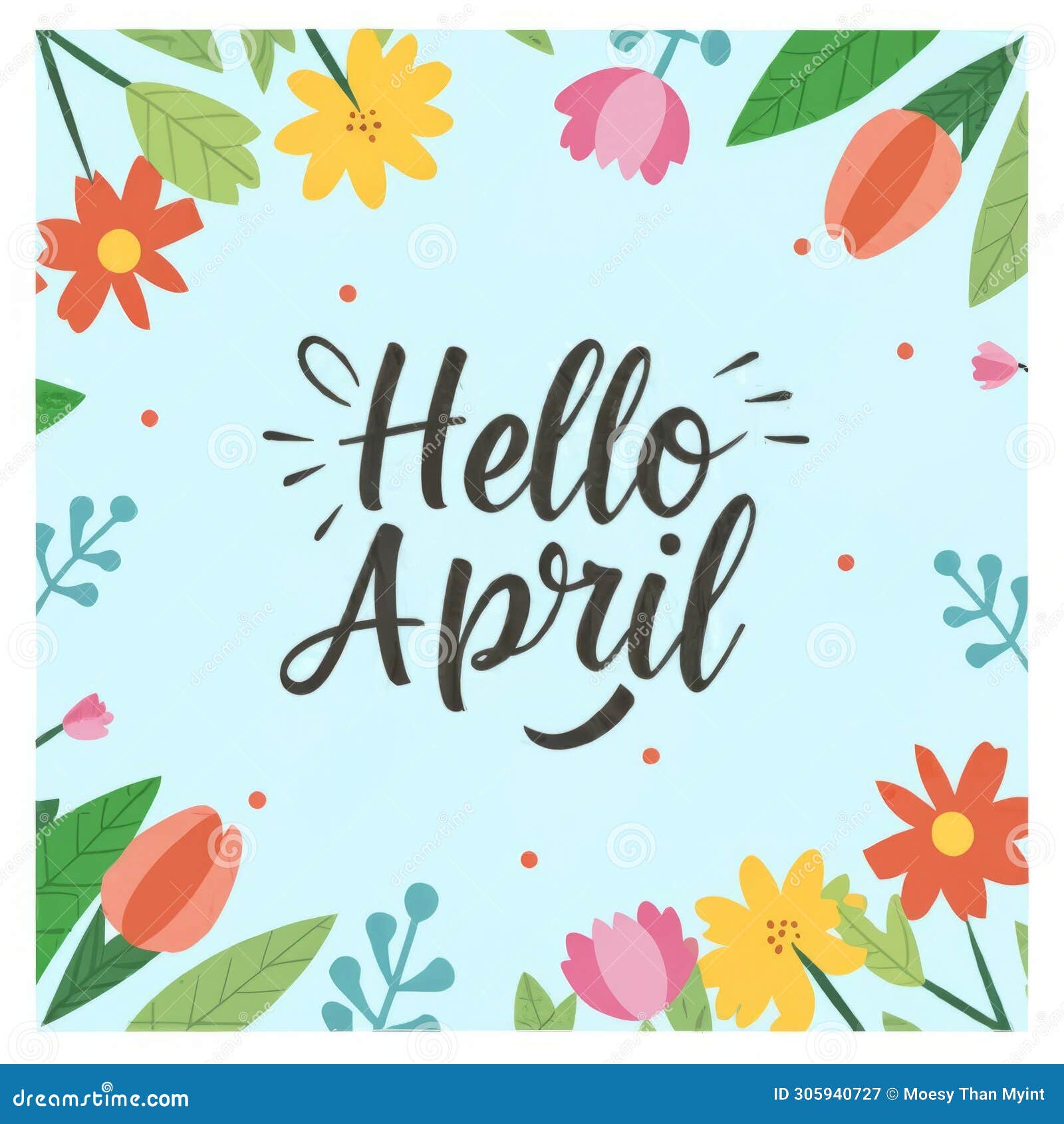 Hello April Greeting Card stock illustration. Illustration of style ...