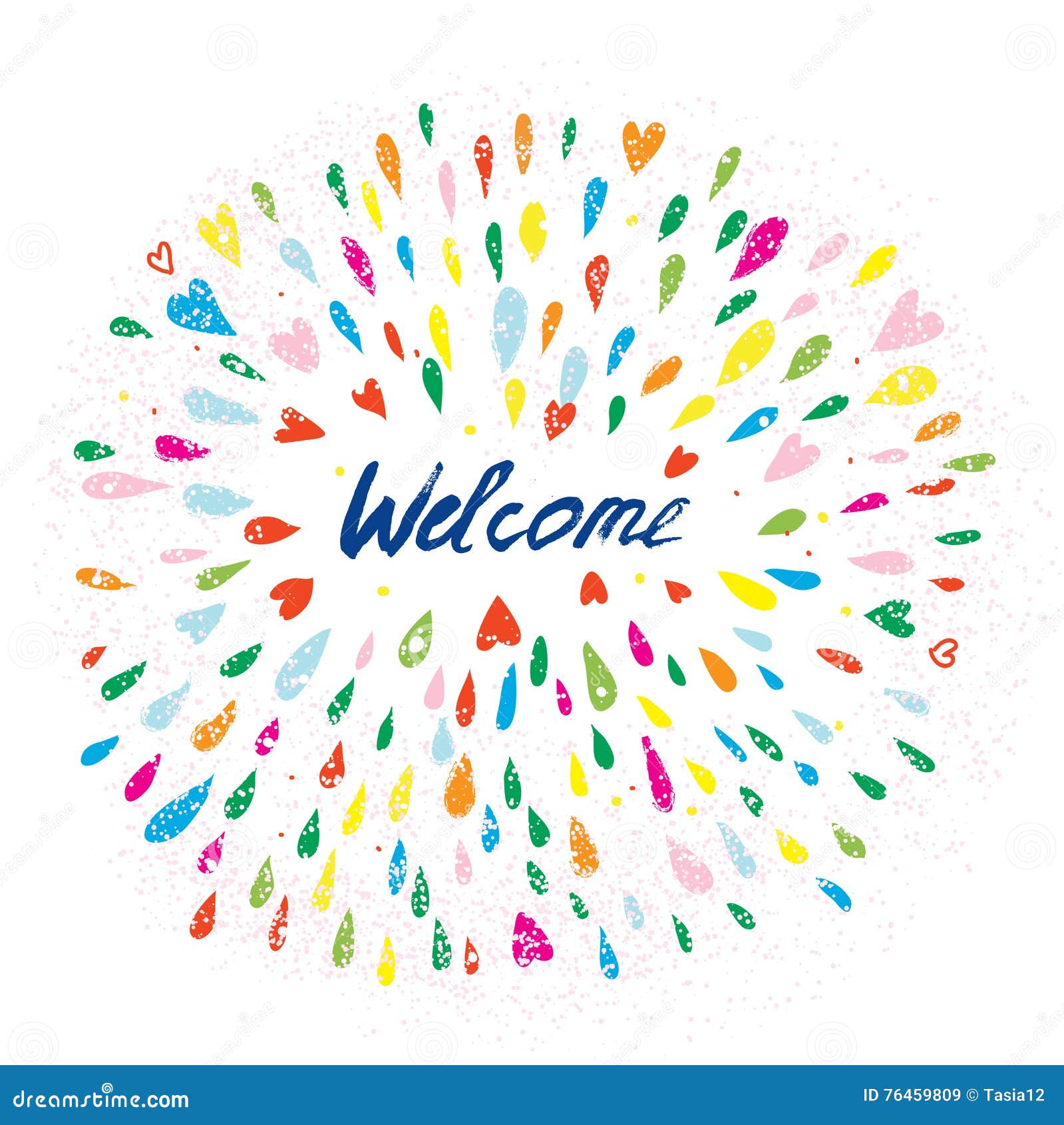 Welcome Artistic Banner with Splashes and Hearts Stock Vector ...