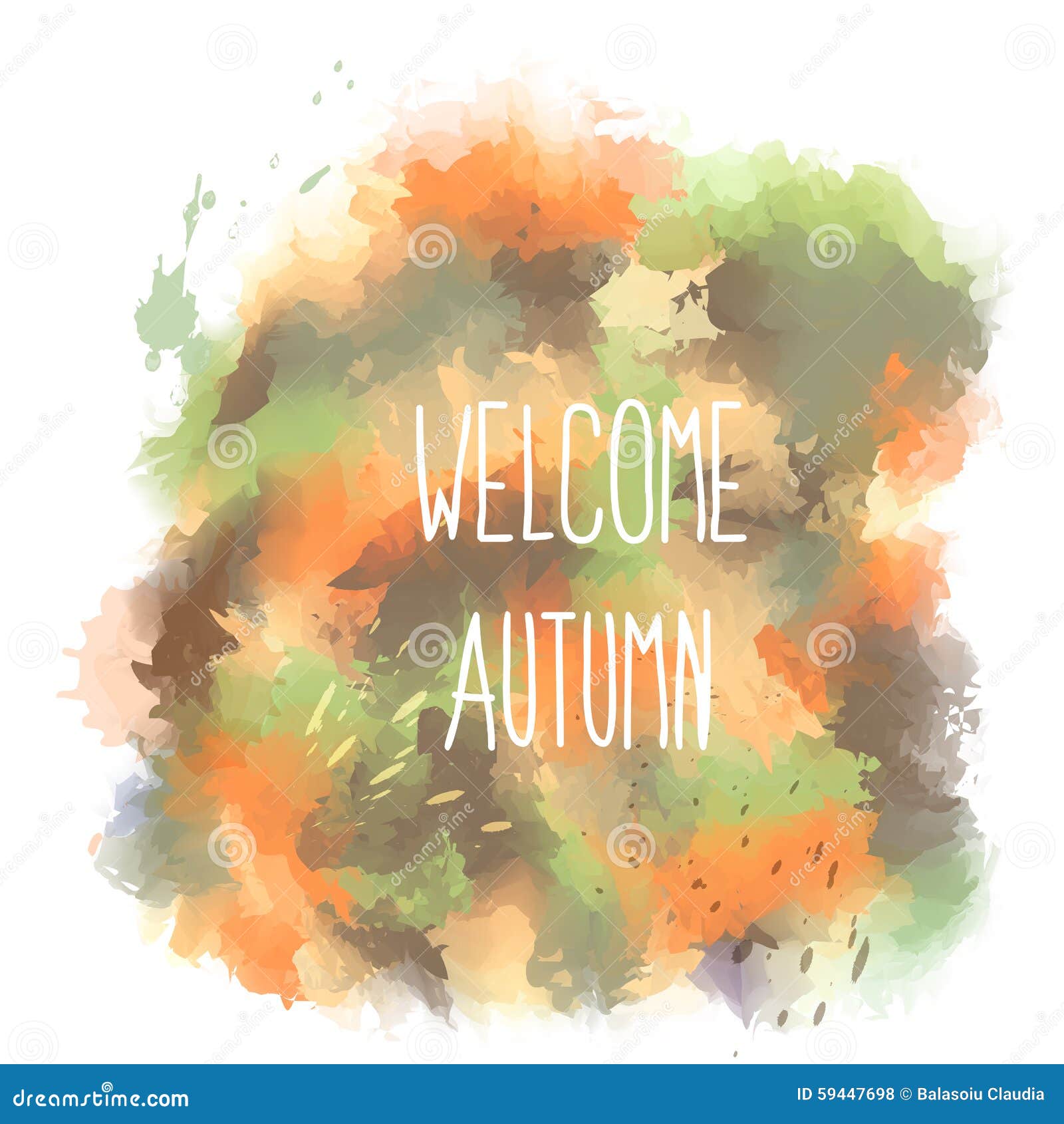 Welcome Autumn Banner With Brush Calligraphy And Drawing Of Posy Of The ...
