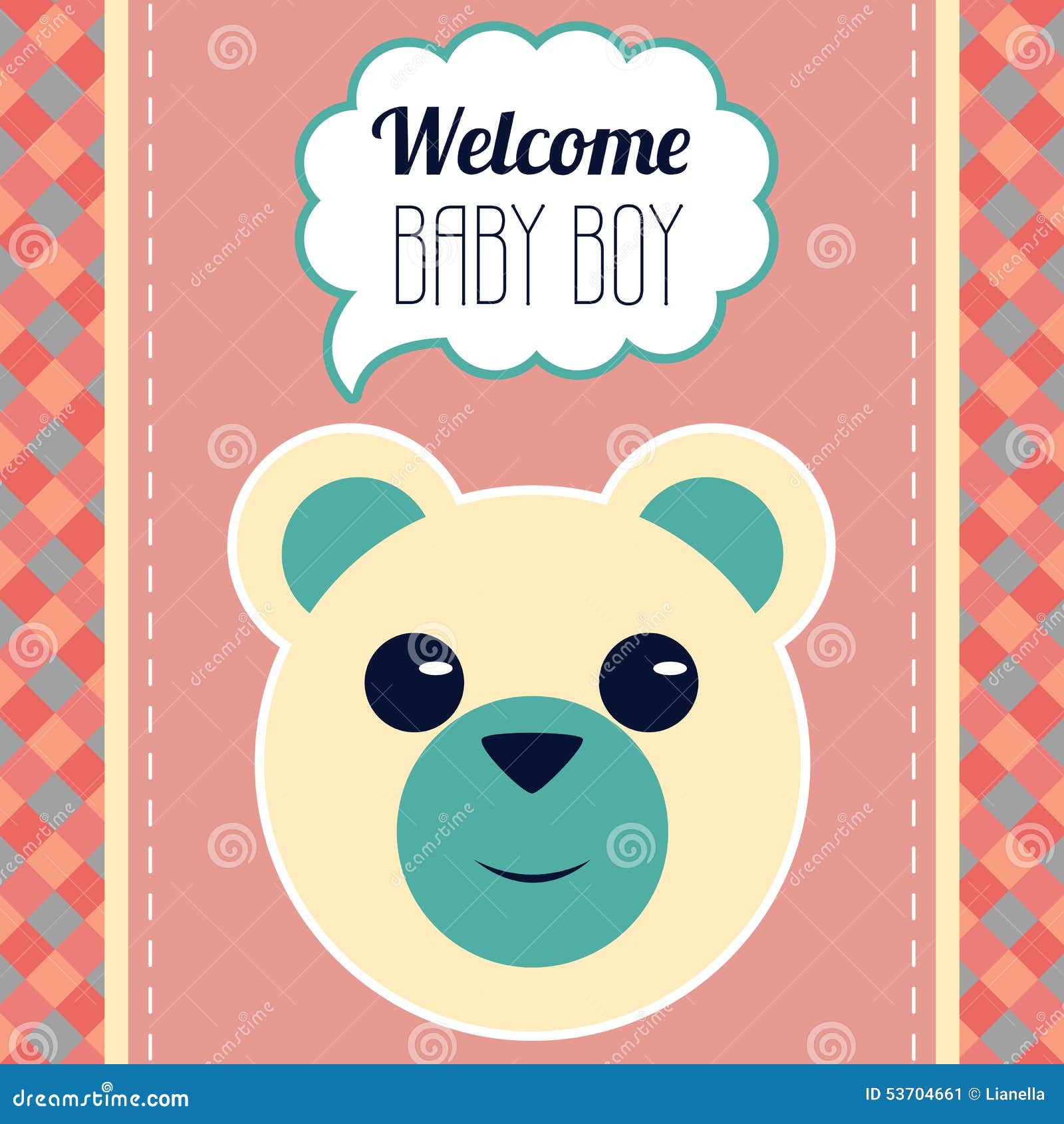 Welcome Baby Boy Card stock vector. Illustration of gift - 53704661