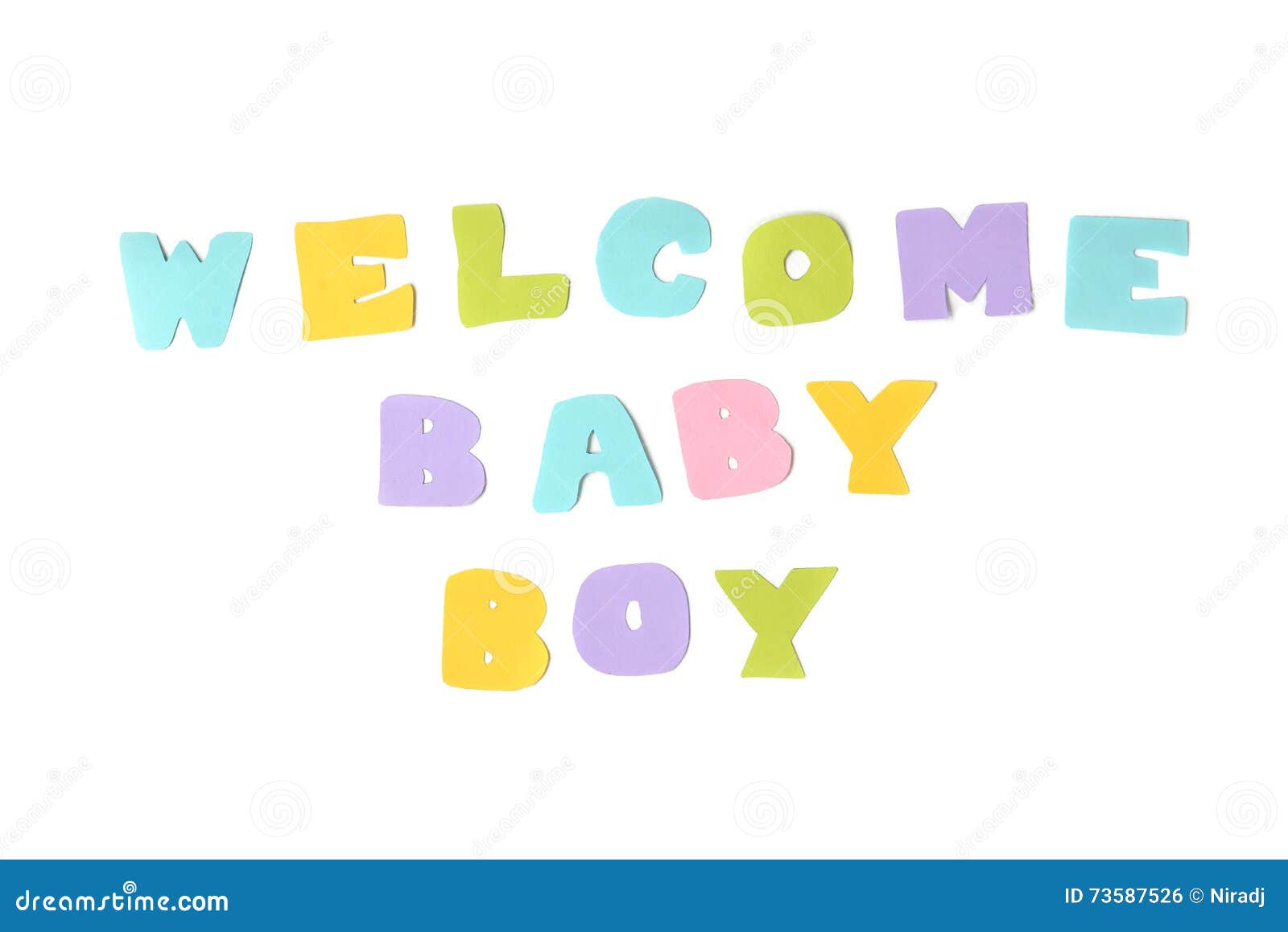 Welcome Baby Boy Text on White Background Stock Photo - Image of font ...