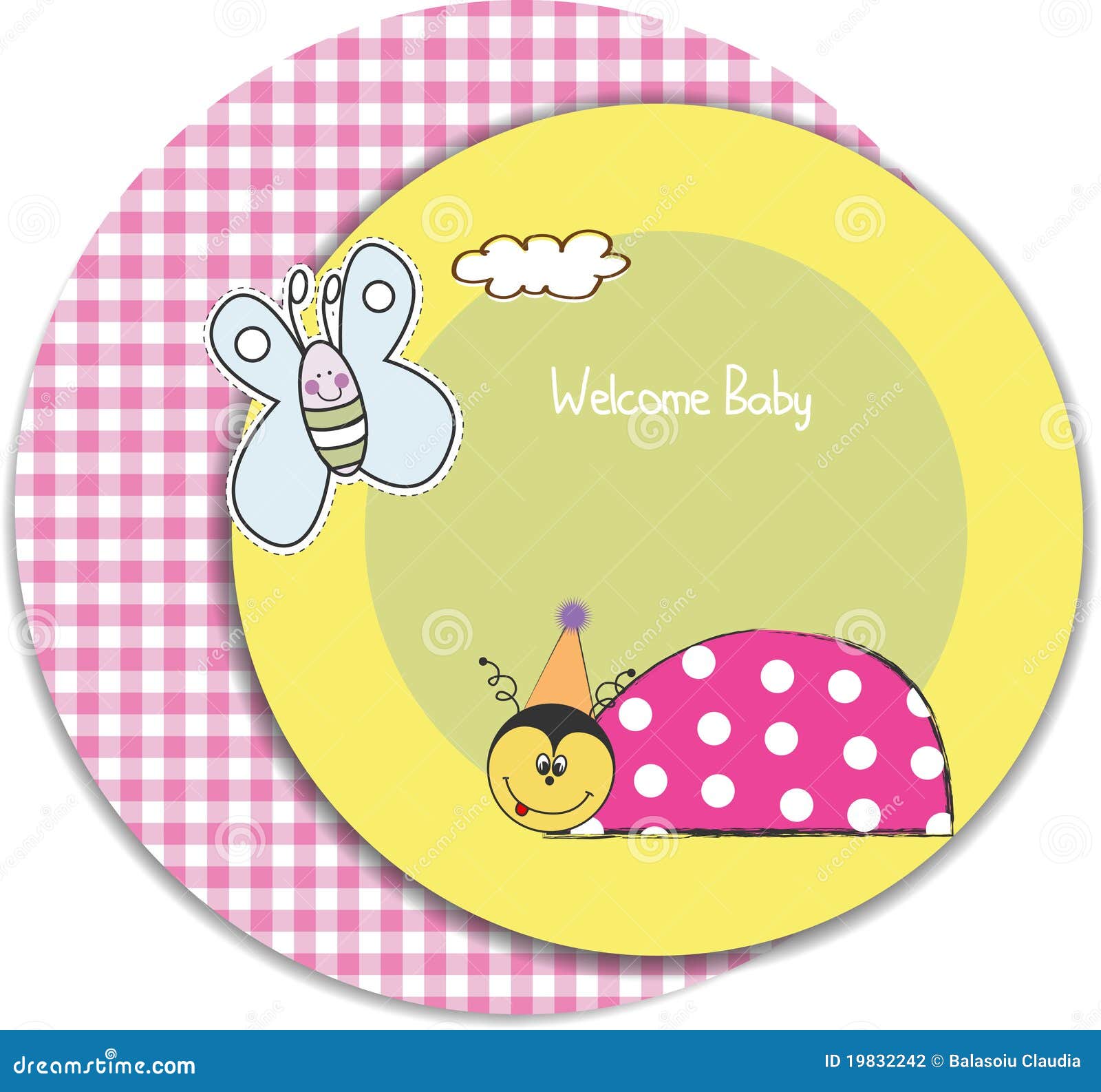 Welcome Baby Card with Ladybug Stock Illustration - Illustration of ...